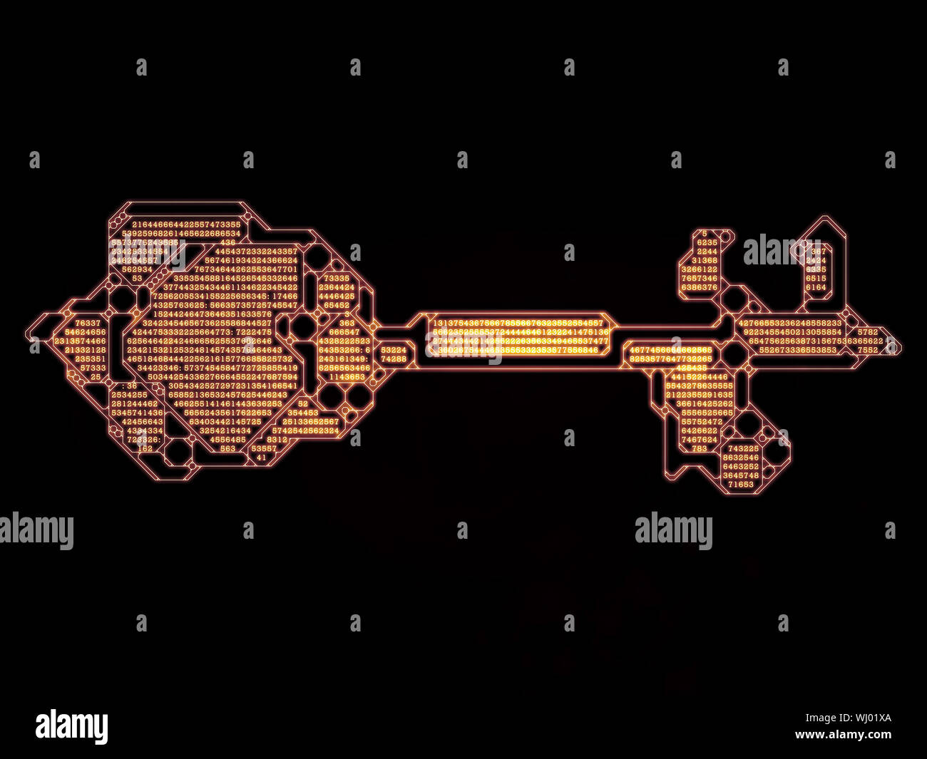 Encryption Key series. Composition of stylized key and number symbols ...