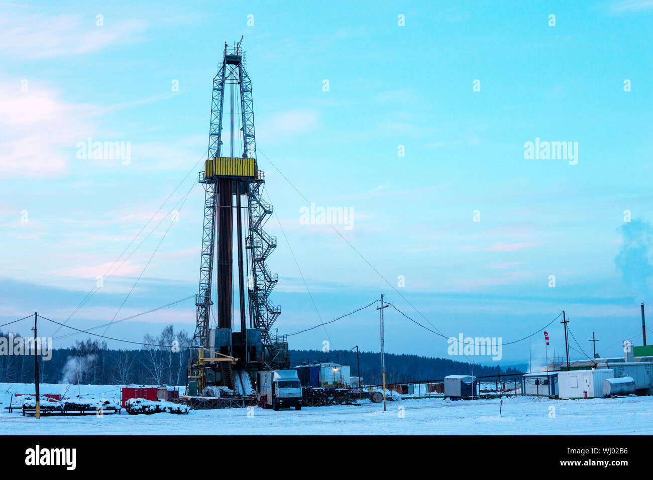 Oil and Gas Drilling Rig. Oil drilling rig operation on the oil ...
