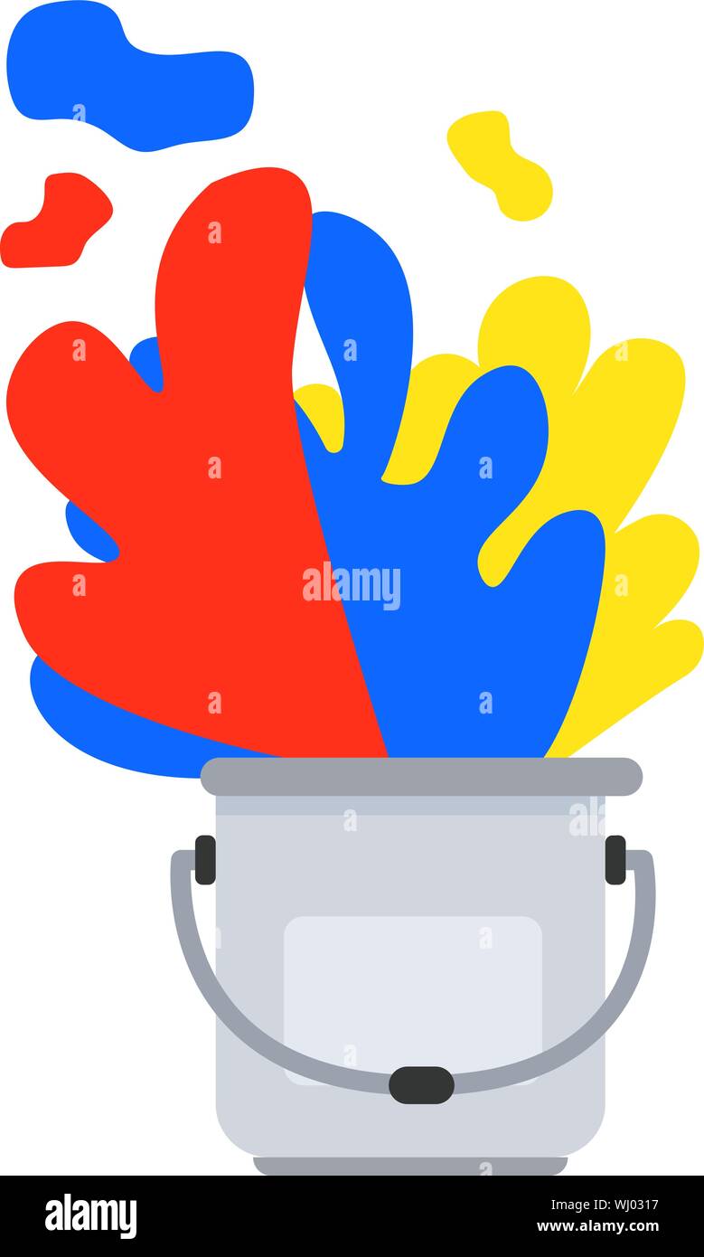 Paint bucket with Primary color art vector design.Color spread in paint ...