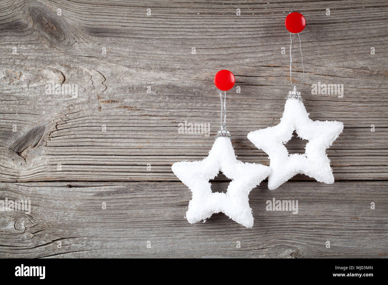 white christmas stars and sample text on wooden background Stock Photo ...