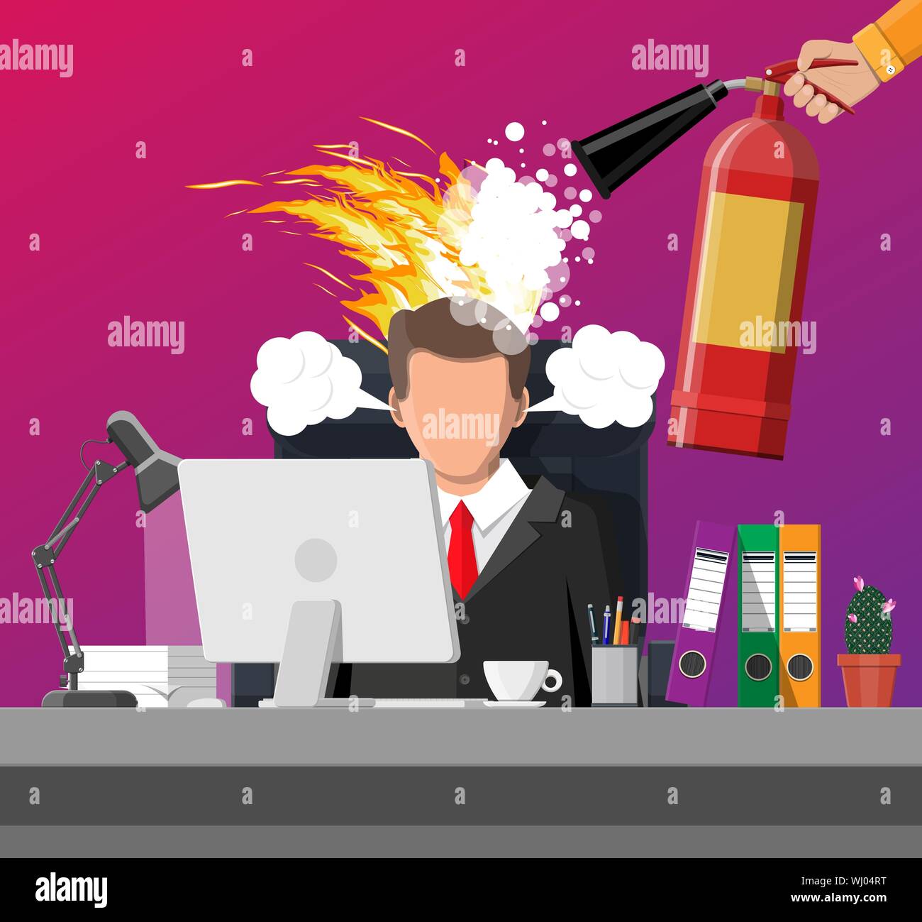 Desperate businessman desk Stock Vector Images - Alamy