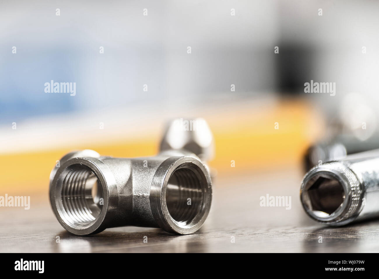 Steel water fittings and connections for hydraulic system. Plumbing ...