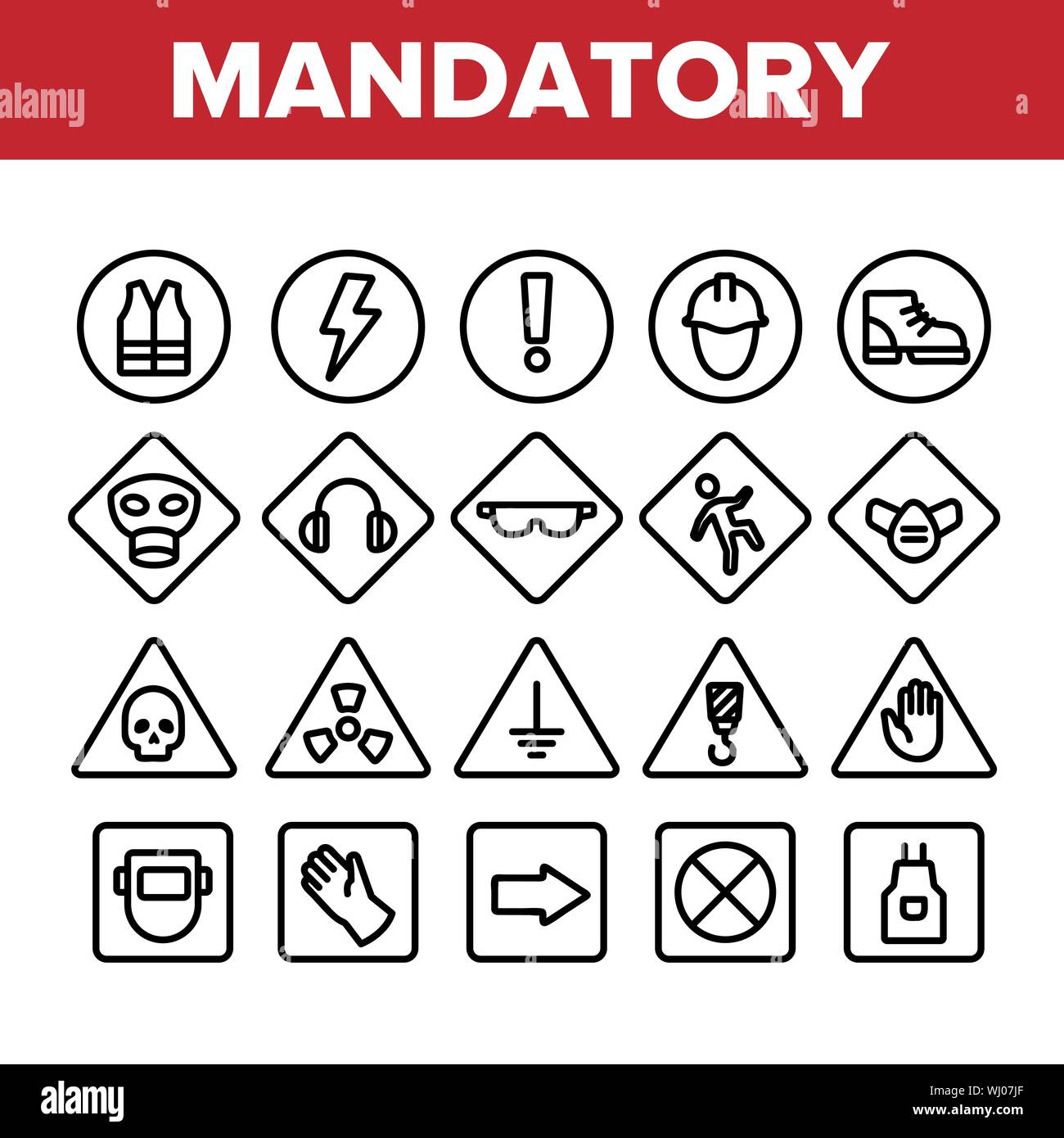 Collection Mandatory Signs Marks Vector Icons Set Stock Vector Image ...