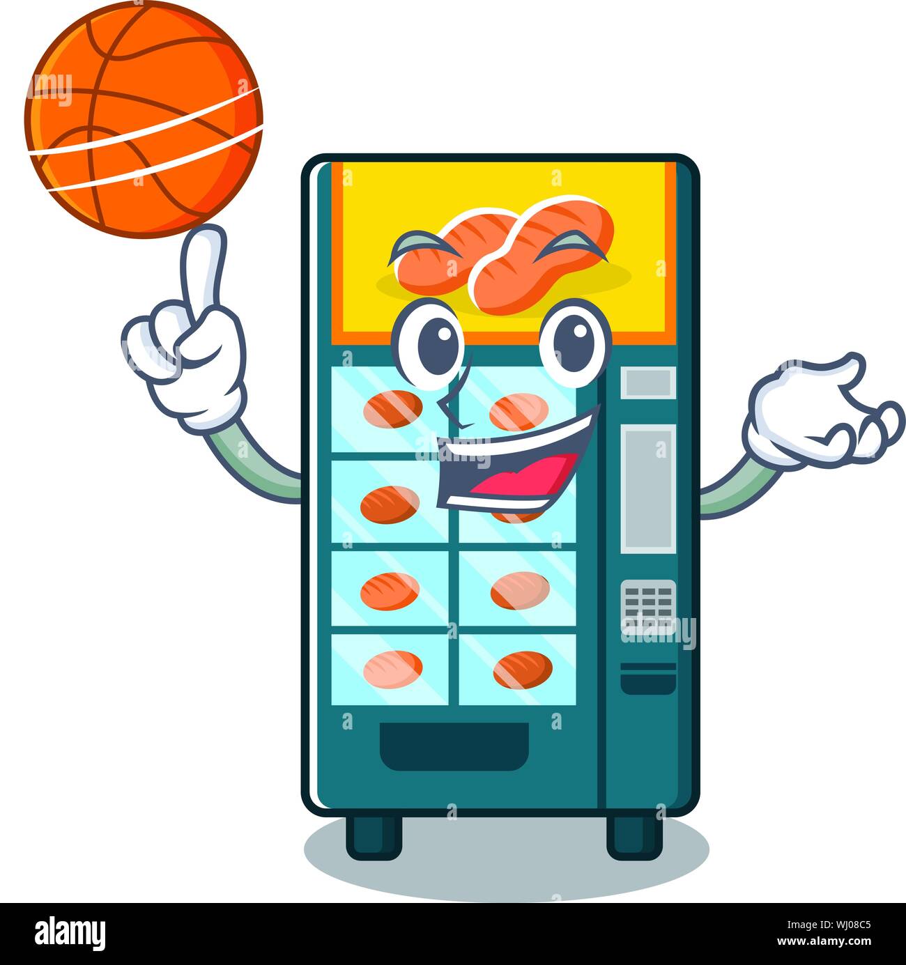 With basketball bakery vending machine isolated the cartoon Stock ...