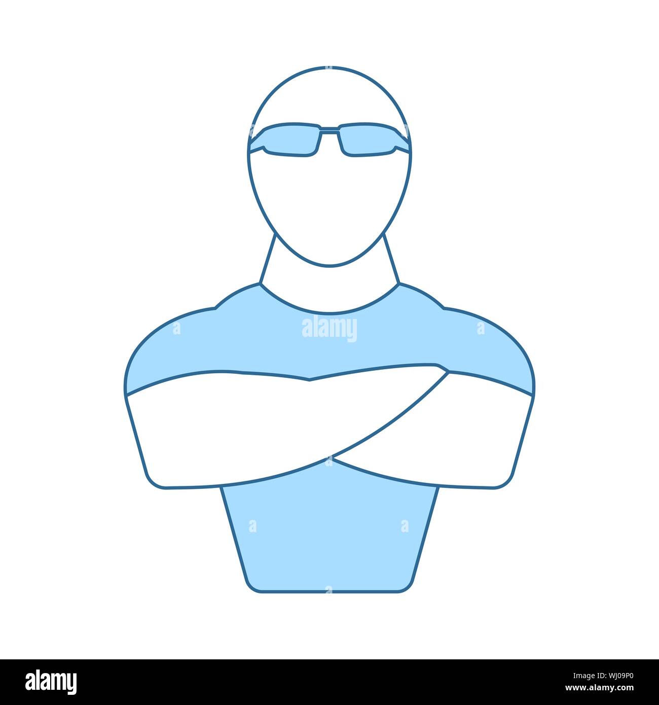 Night Club Security Icon. Thin Line With Blue Fill Design. Vector ...