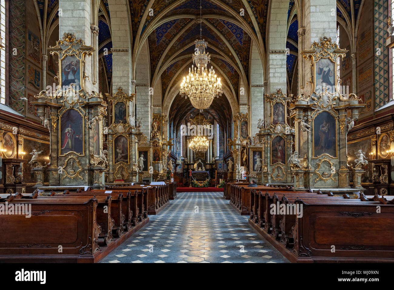 Sandomierz - gothic cathedral basilica, interior, Poland Stock Photo ...