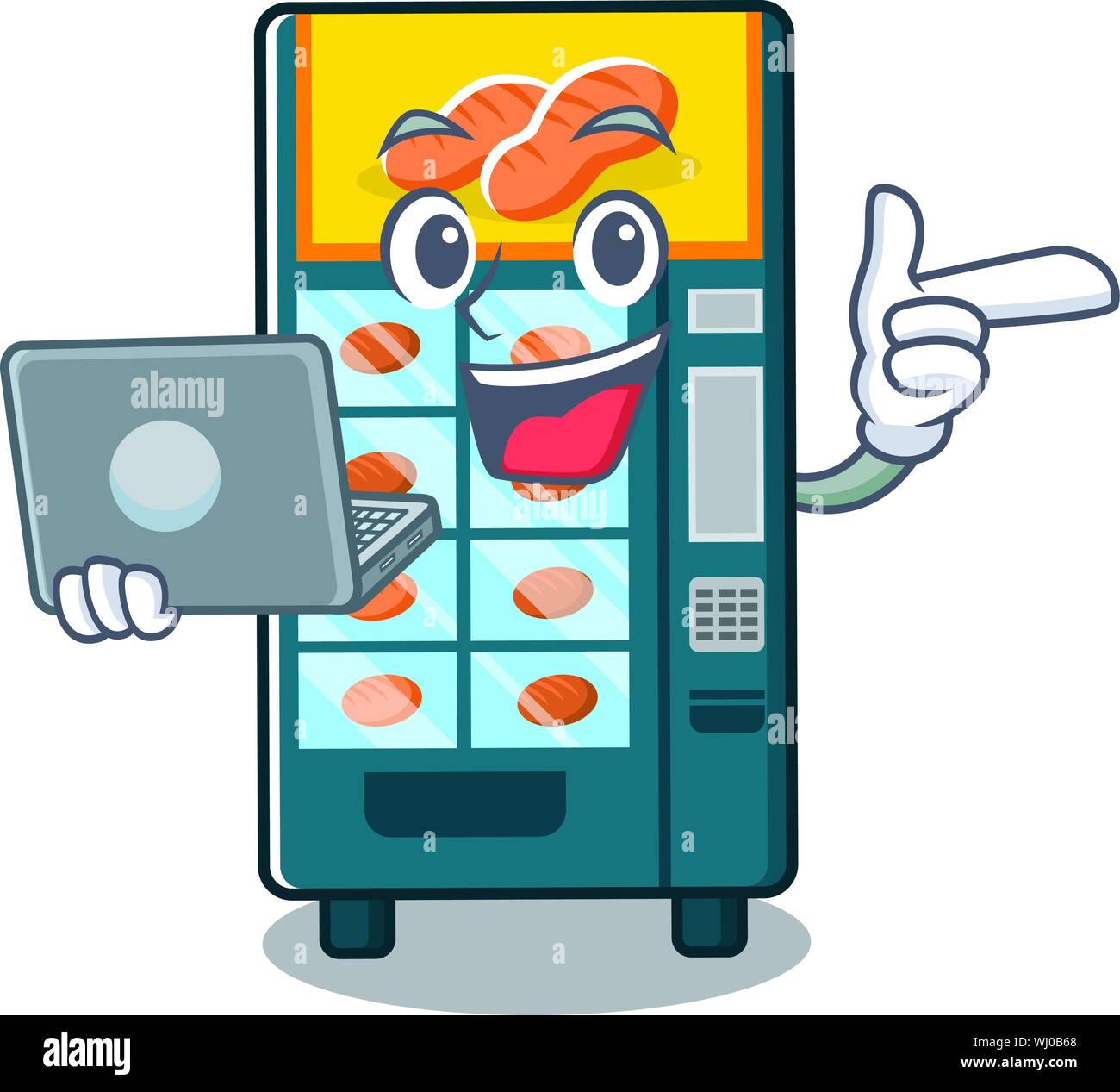 With laptop bakery vending machine isolated the cartoon Stock Vector ...