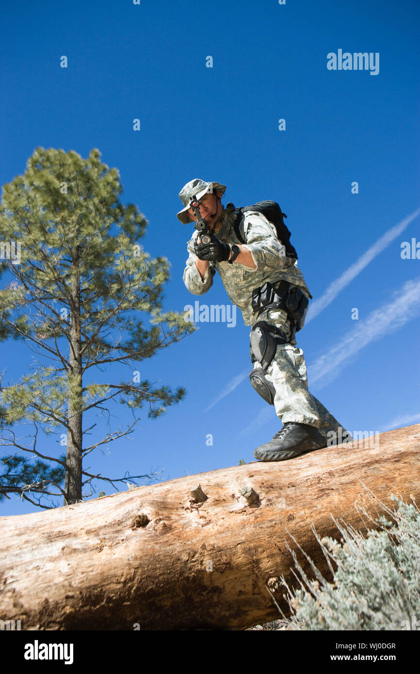 Portrait soldier walking rifle hi-res stock photography and images - Alamy