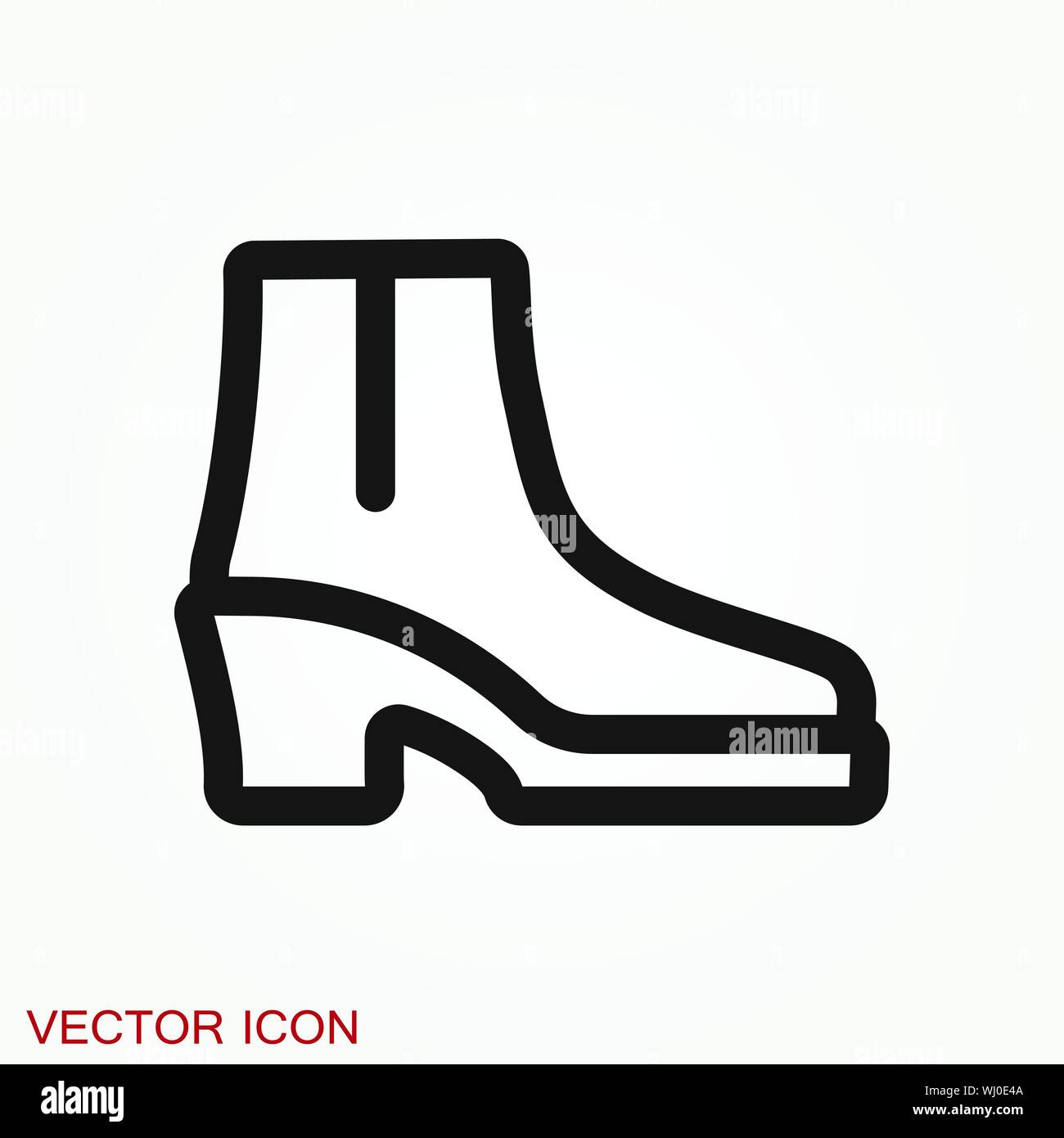 Boot vector icon, high shoe icon, working boot icon Stock Vector Image ...