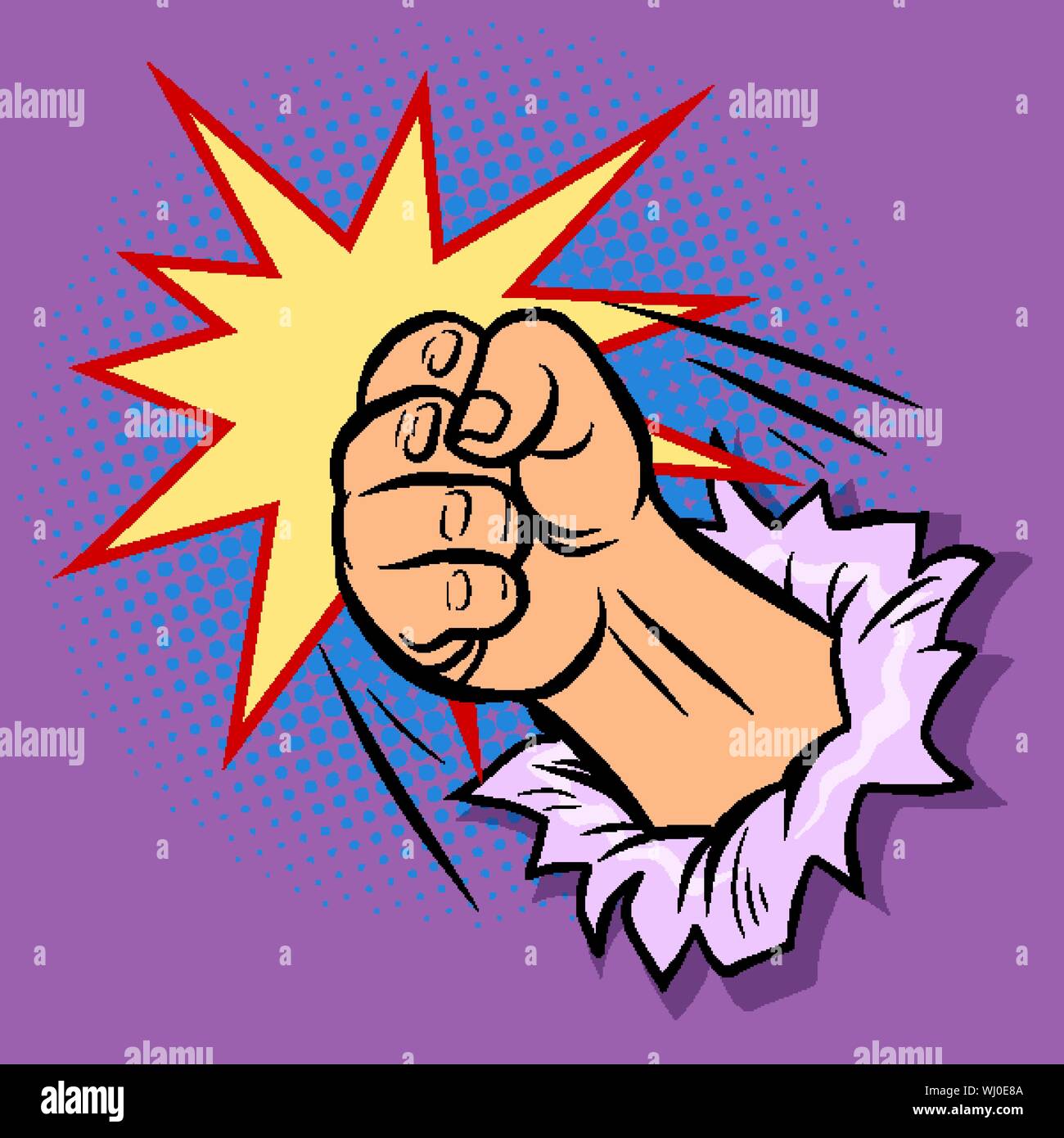 Fist punch through paper Stock Vector Images - Alamy