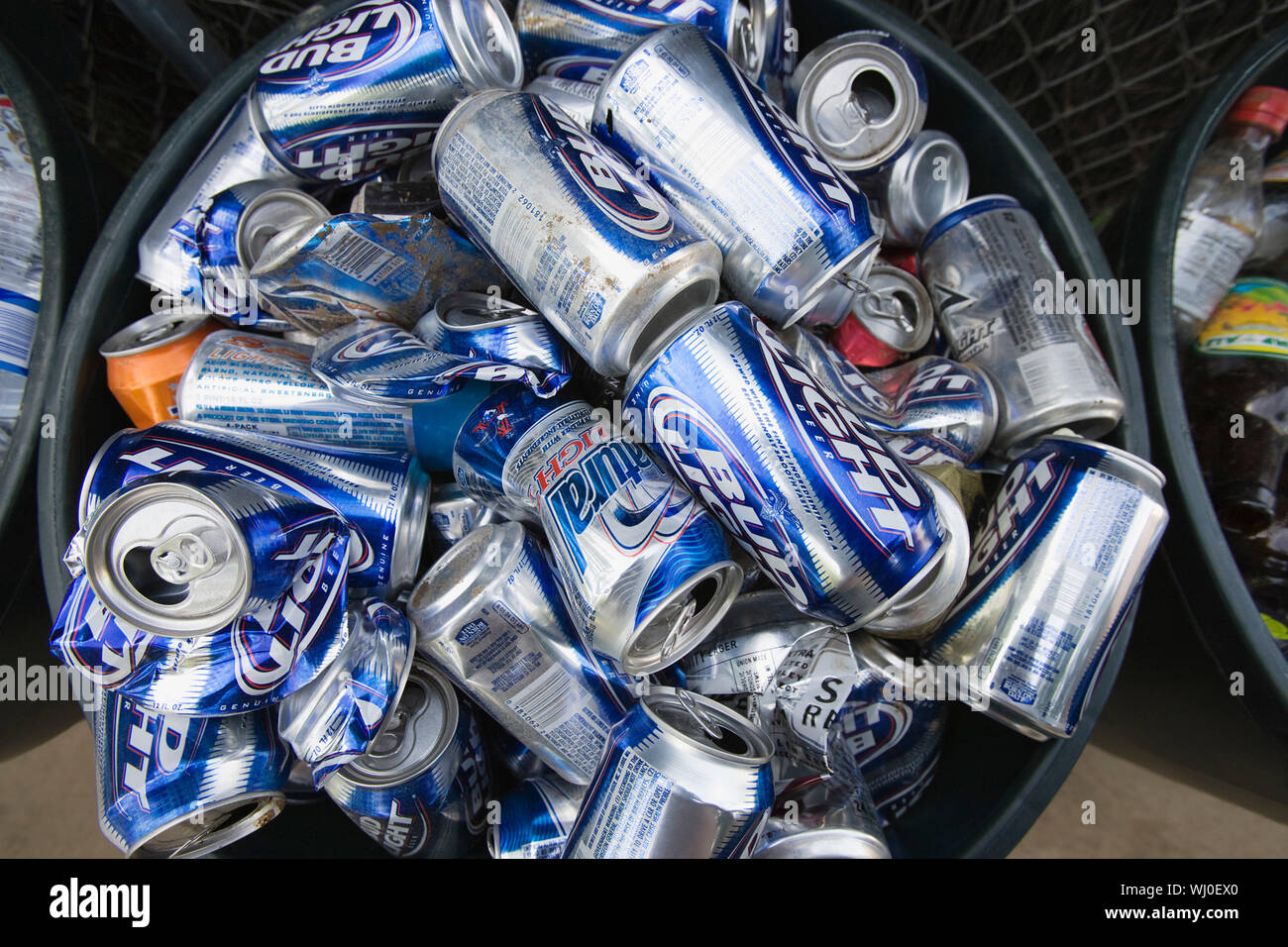 Empty drink cans in bin Stock Photo - Alamy