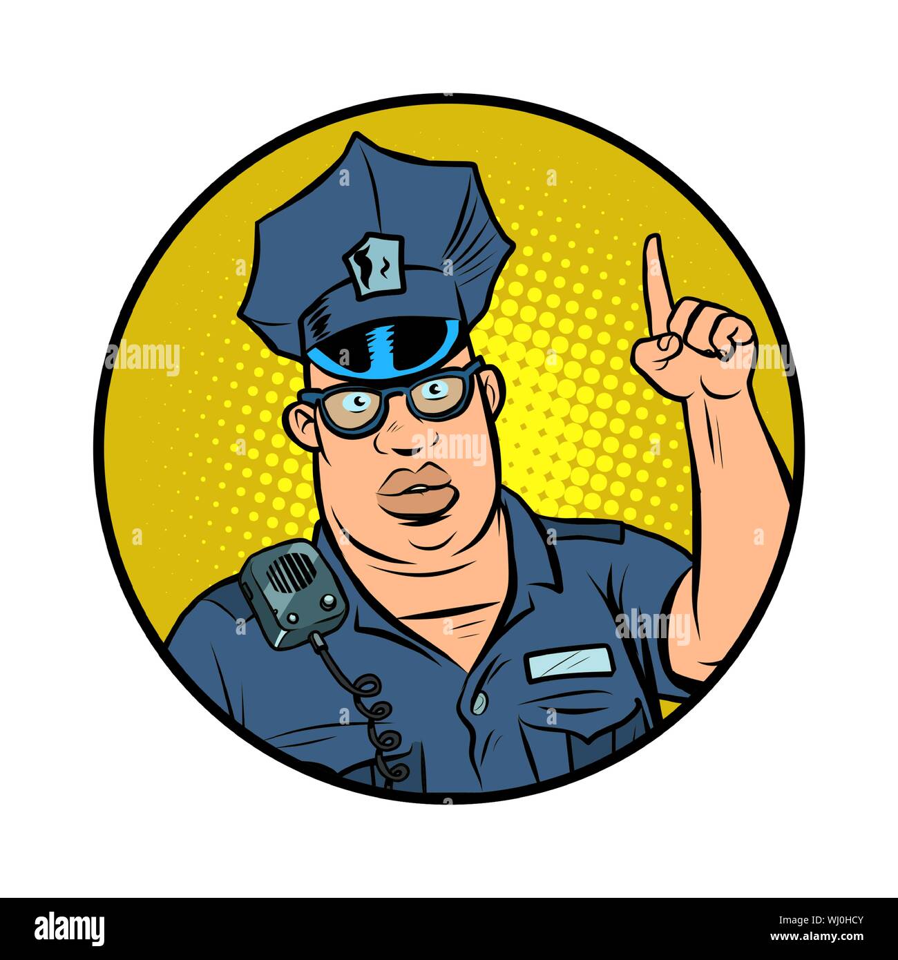 police index finger up. Comic cartoon pop art retro vector drawing ...