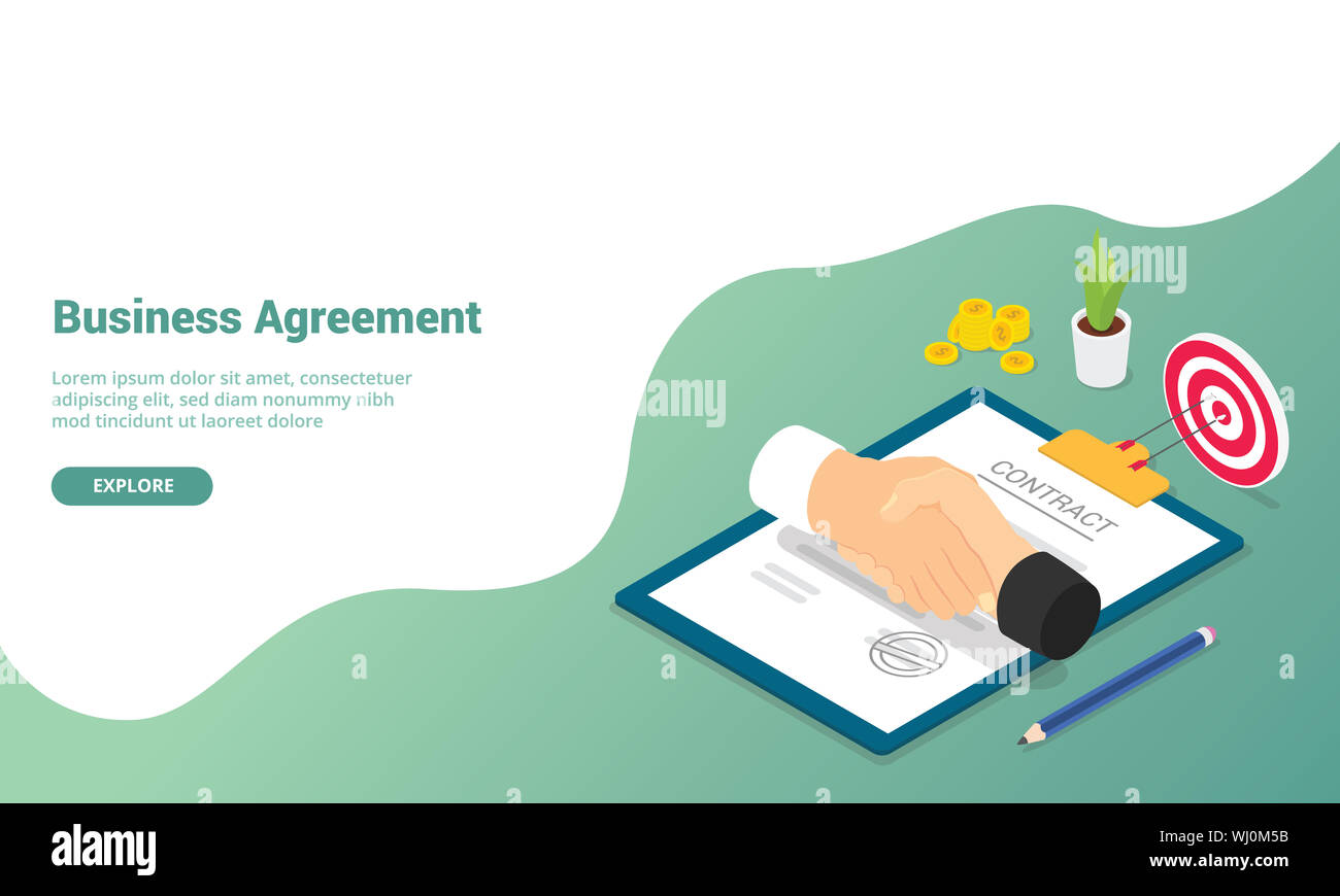 business agreement partnership concept with modern isometric style for ...
