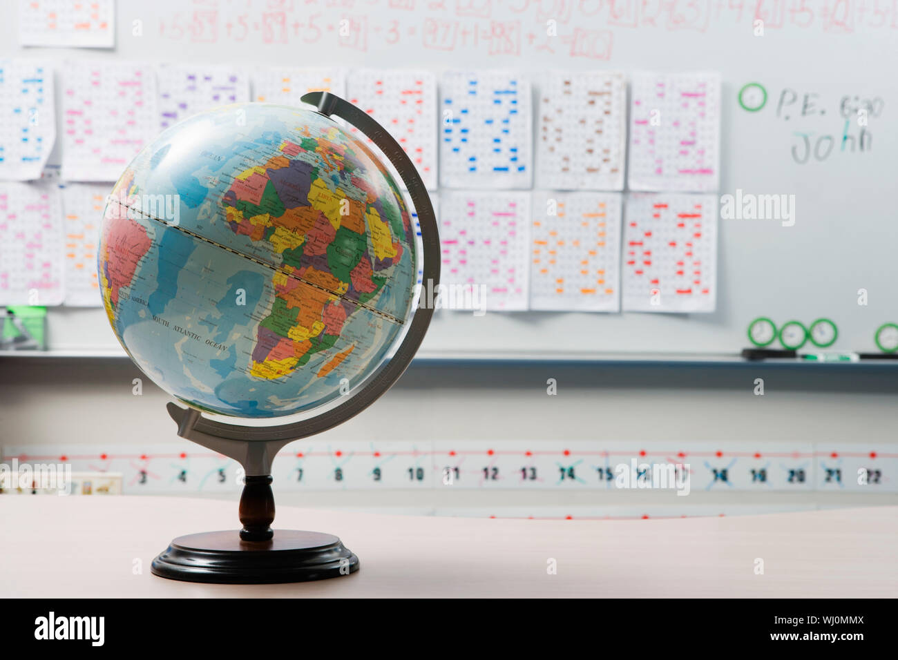 Globe in Elementary Classroom Stock Photo - Alamy