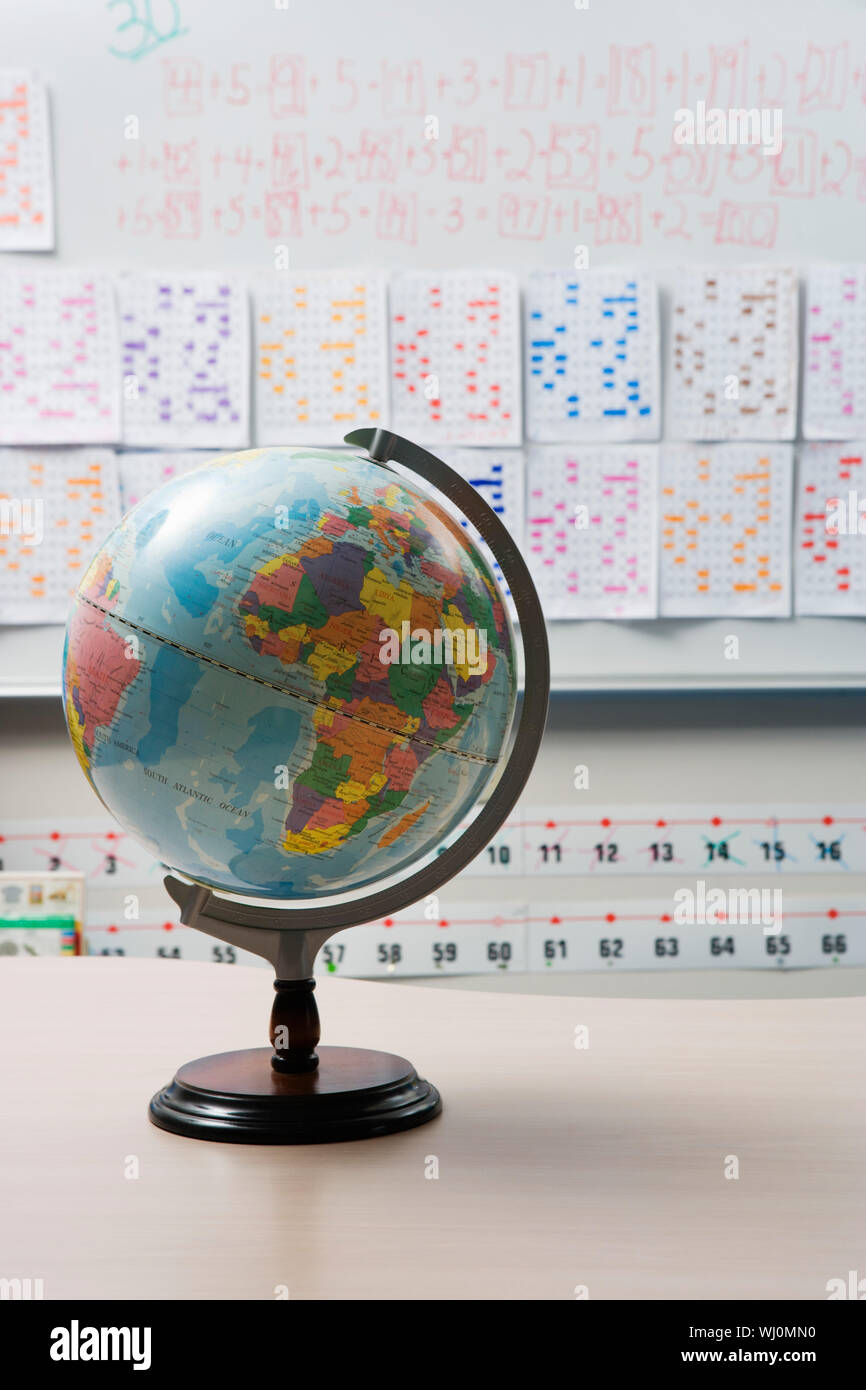 Globe in Elementary Classroom Stock Photo - Alamy