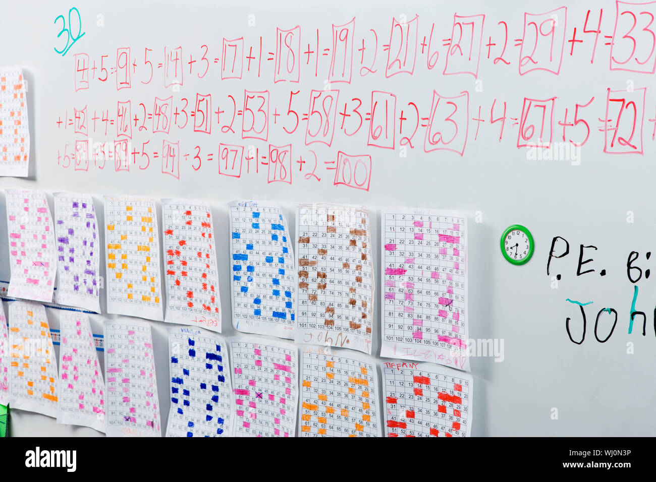 White Board in Elementary Classroom Stock Photo - Alamy