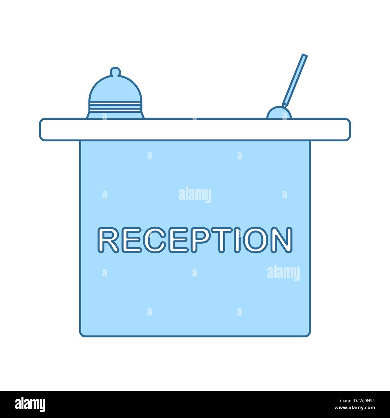 Hotel Reception Desk Icon. Thin Line With Blue Fill Design. Vector ...
