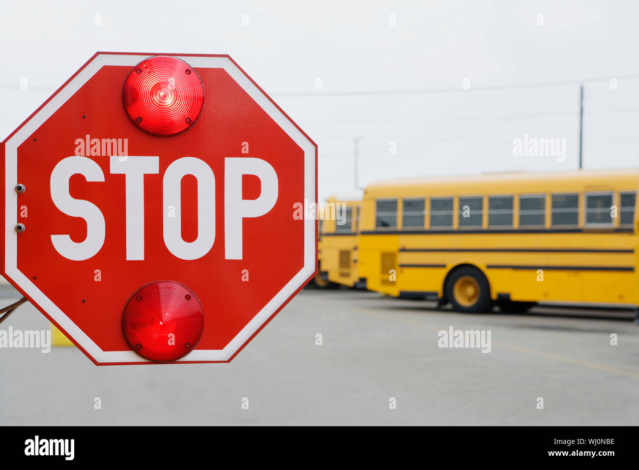 Stop Sign on School Bus Stock Photo - Alamy