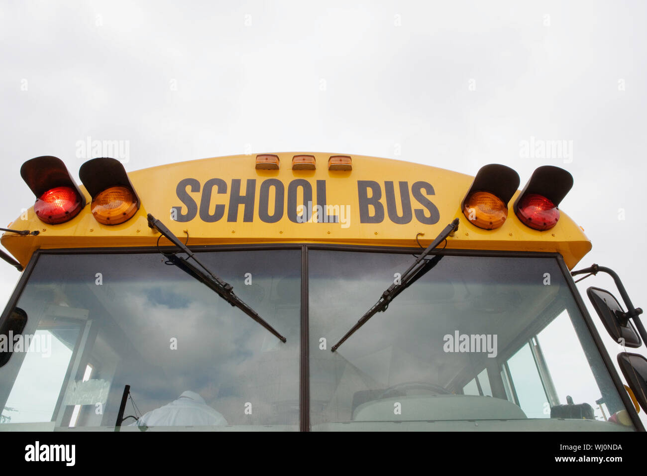 Caution Lights Flashing on School Bus Stock Photo - Alamy