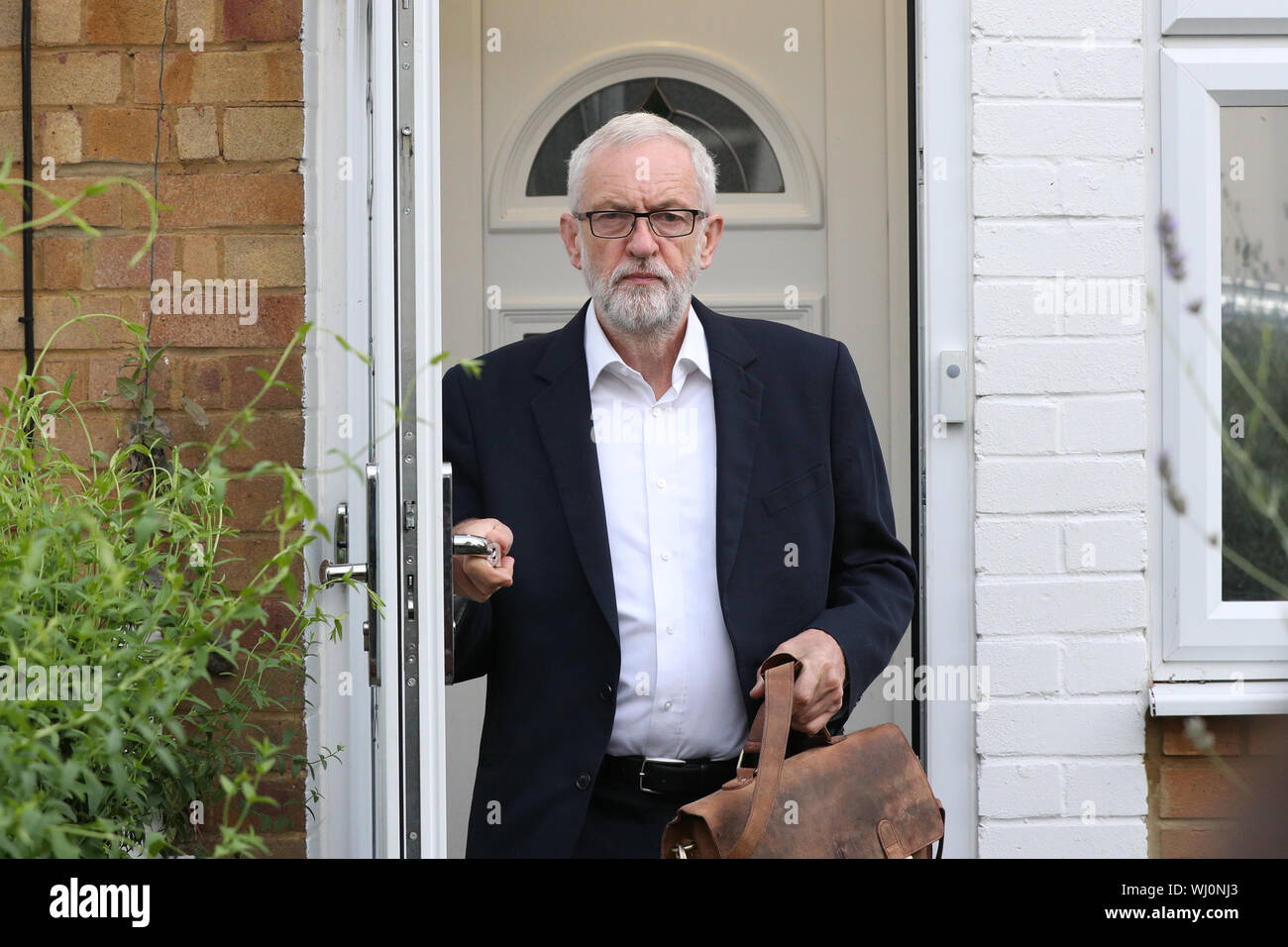 Labour leader Jeremy Corbyn leaves his house in Finsbury Park in North ...
