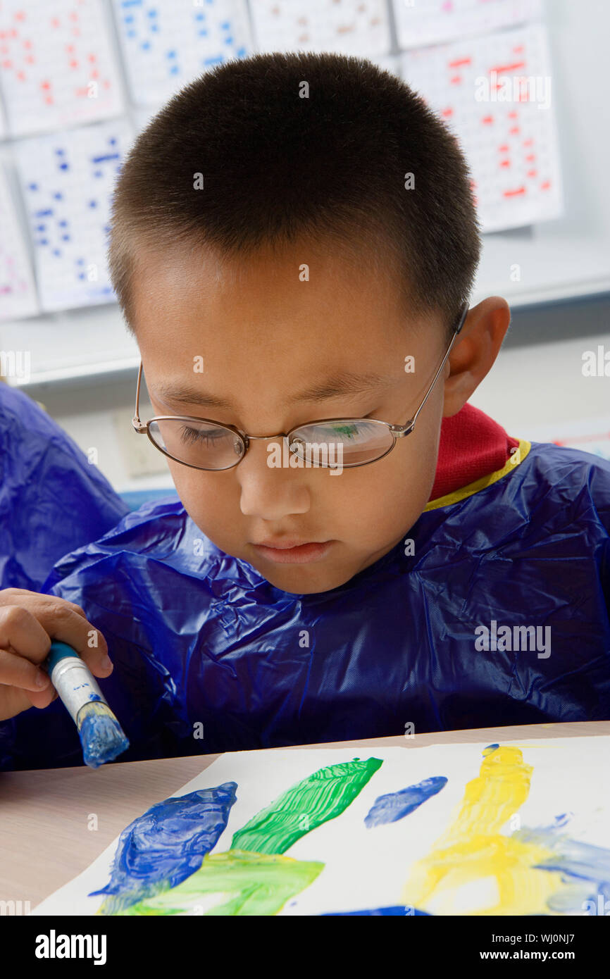 Elementary Student Painting Stock Photo - Alamy