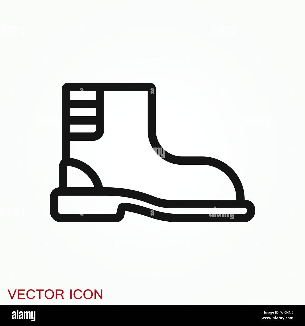 Boot vector icon, high shoe icon, working boot icon Stock Vector Image ...