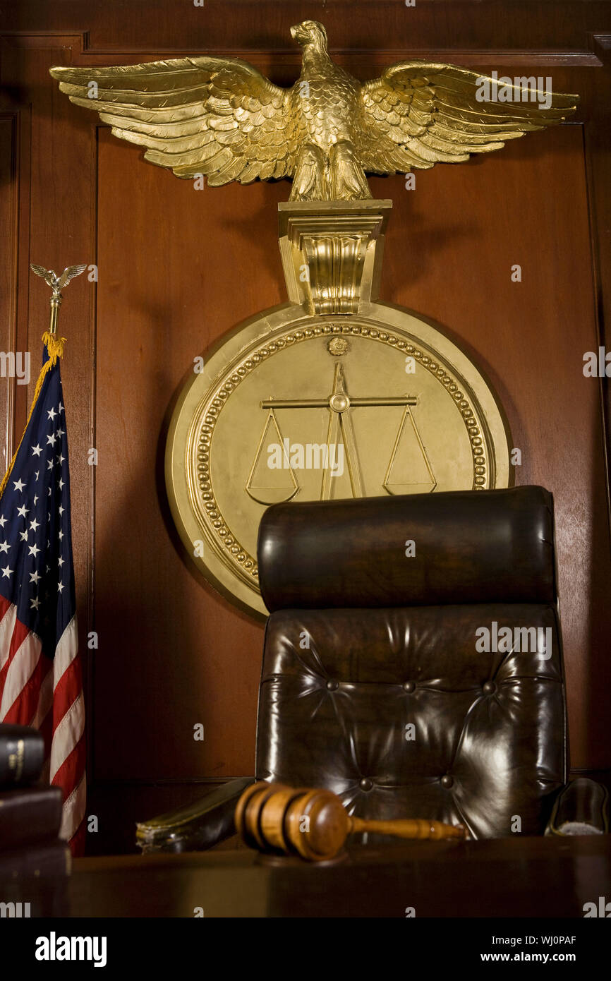 American flag court room hi-res stock photography and images - Alamy