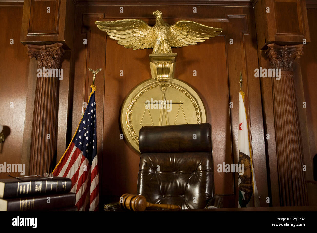 Judges chair in court room Stock Photo - Alamy