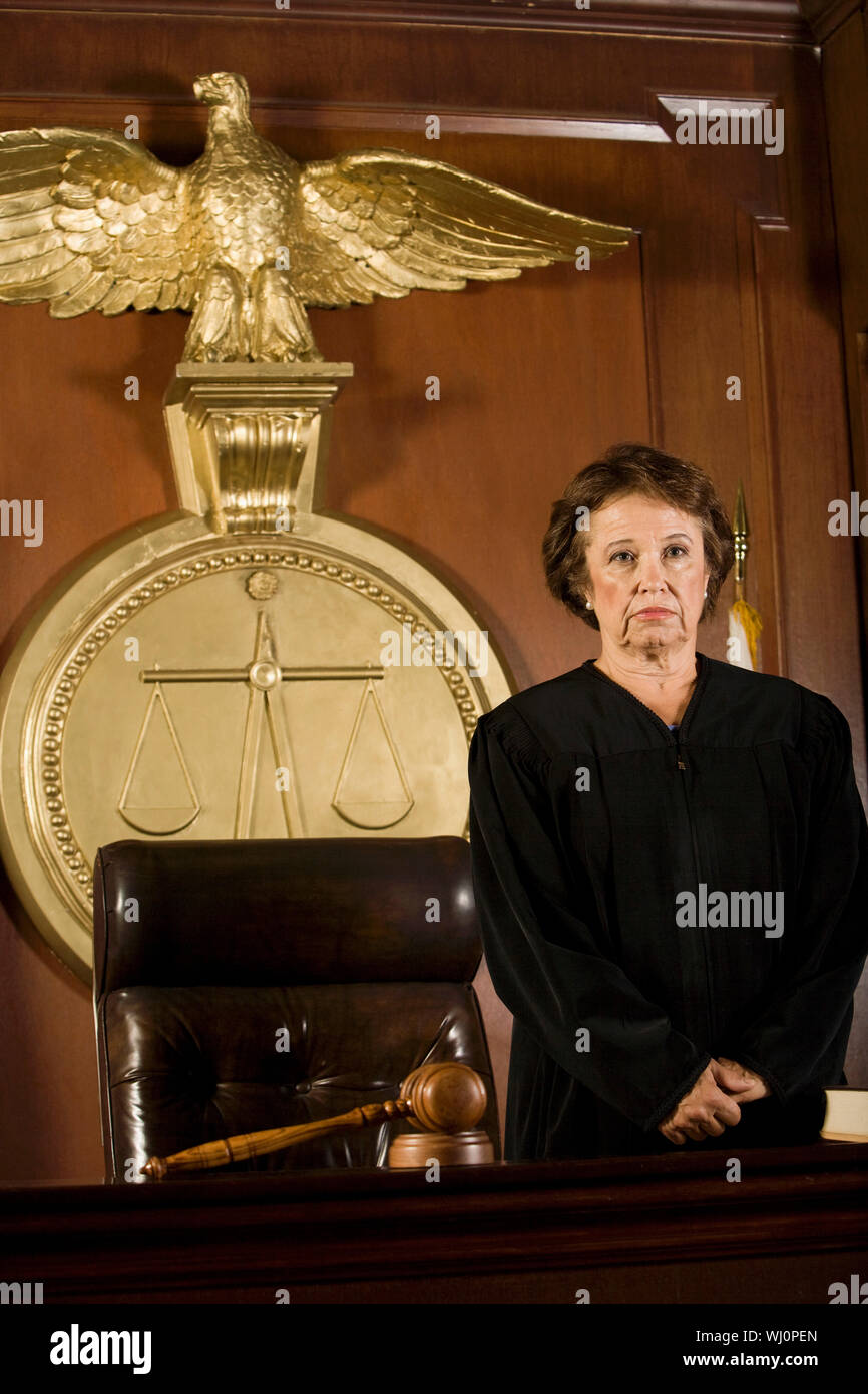 Female mature judge in a courtroom Stock Photo - Alamy