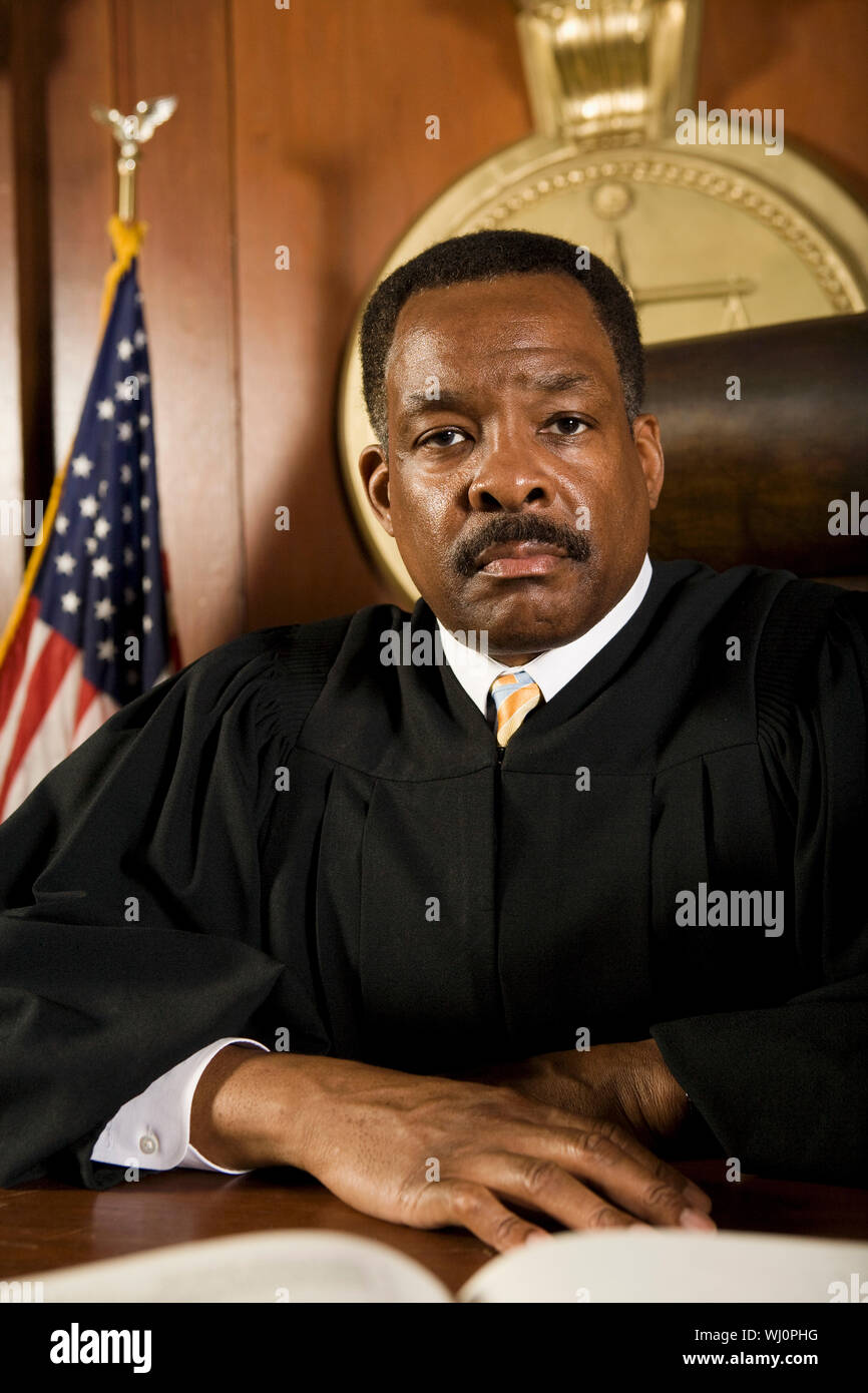 Middle-aged judge in a courtroom Stock Photo - Alamy
