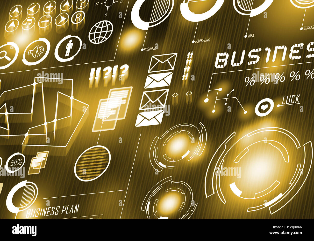 Digital business background image with icons on media screen Stock ...
