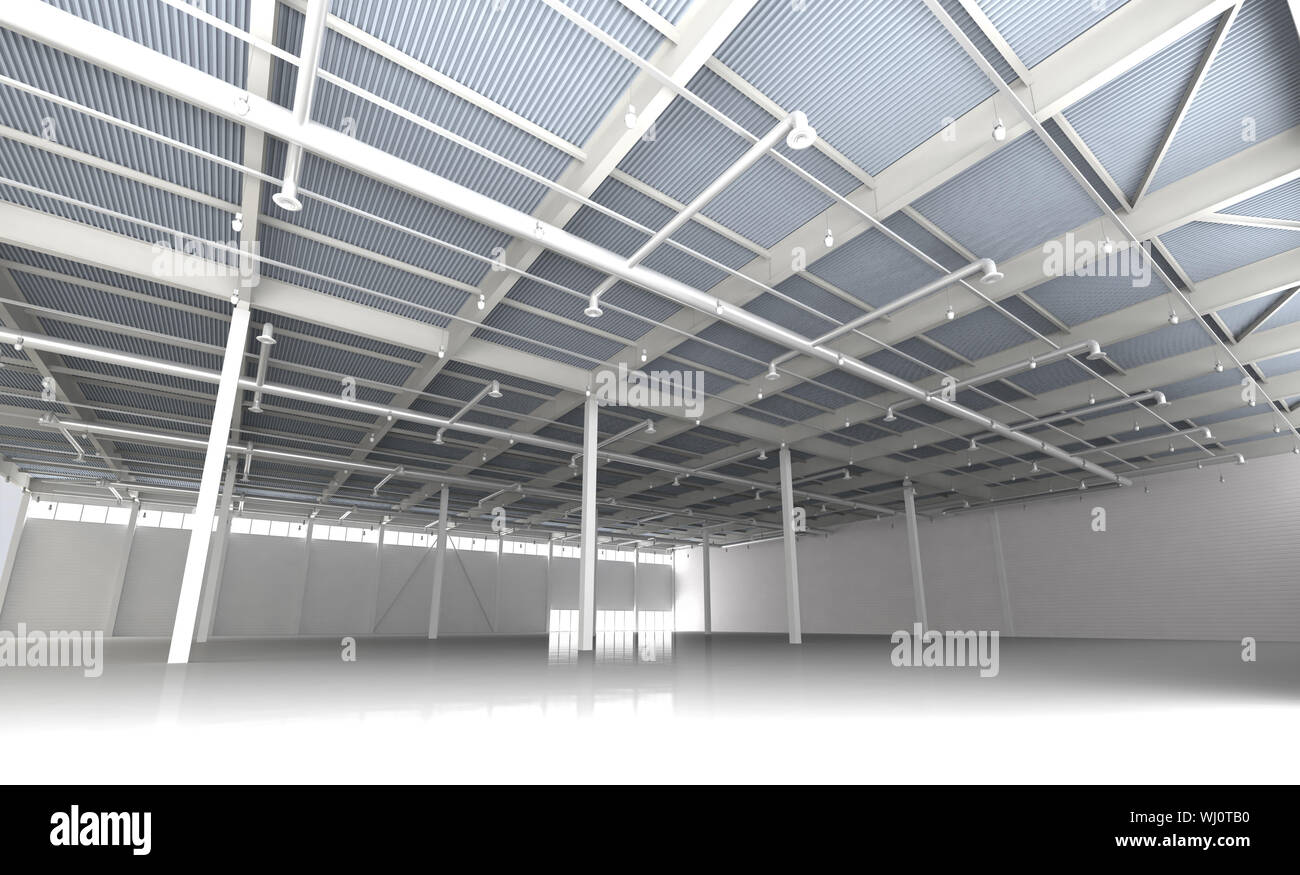 New Modern Empty Storehouse. Huge Light Empty Storehouse Stock Photo ...