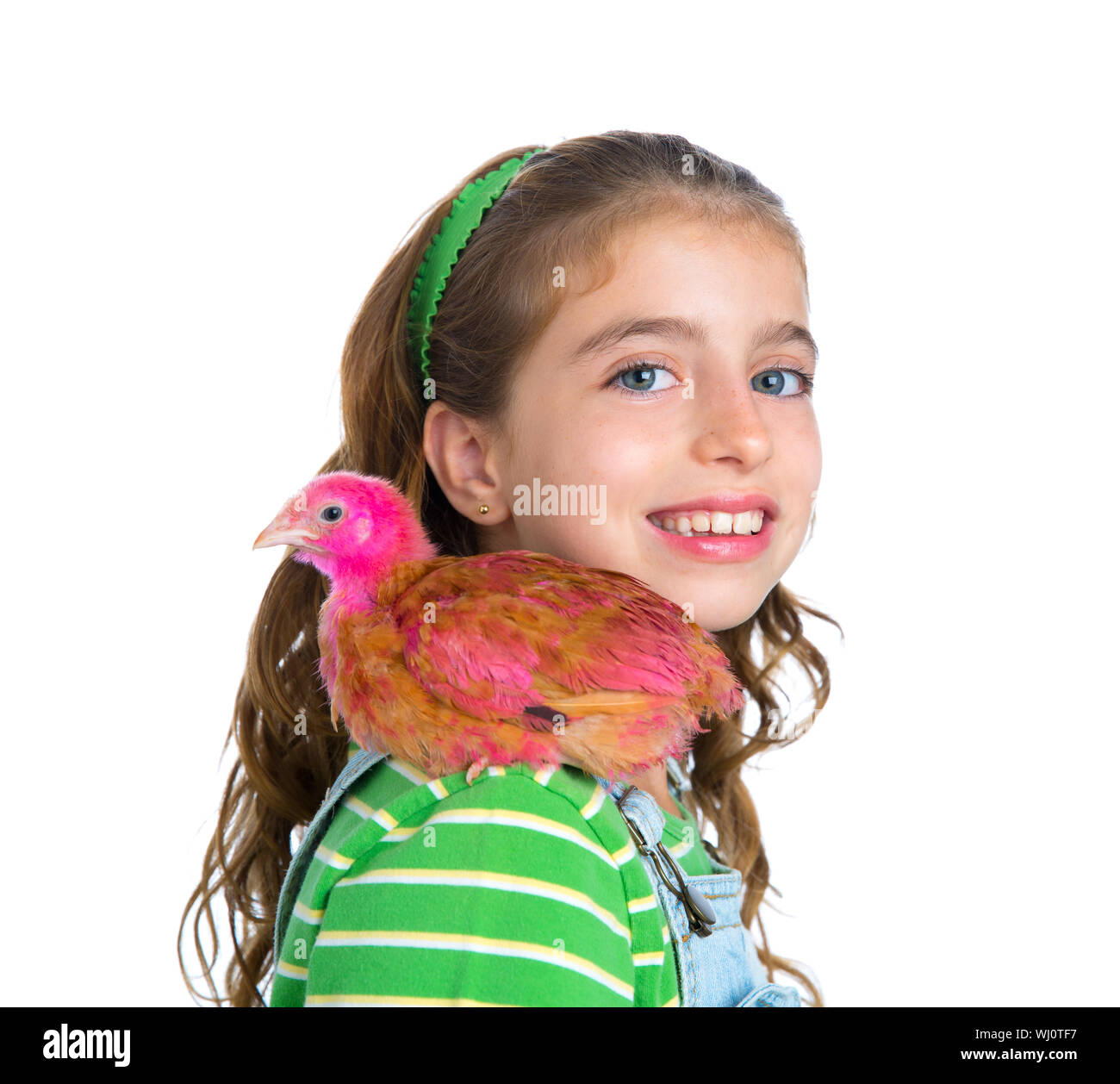 breeder hens kid girl rancher farmer kissing a chicken chick white ...