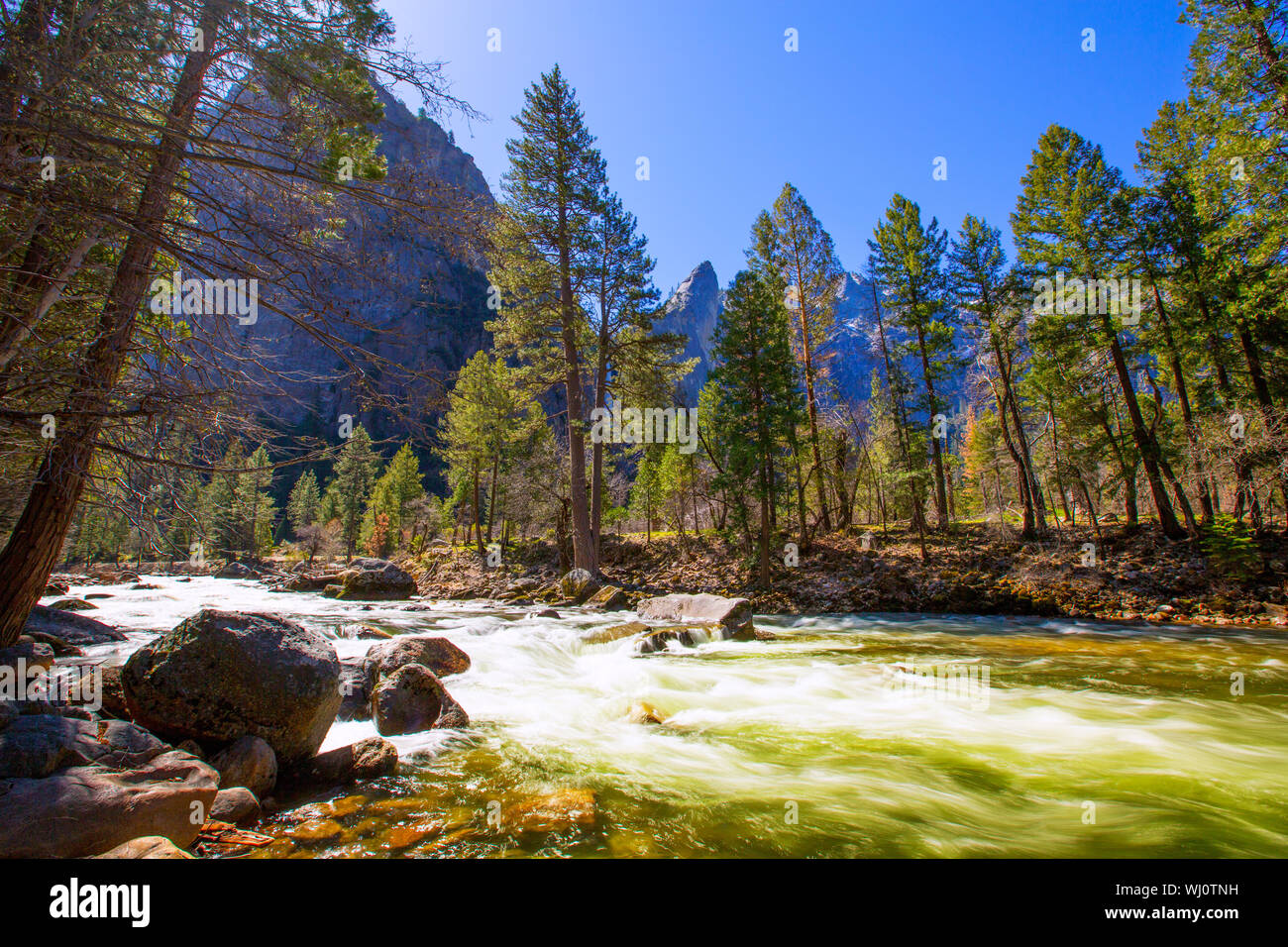 Yosemite National Park Merced River in spring California USA Stock ...