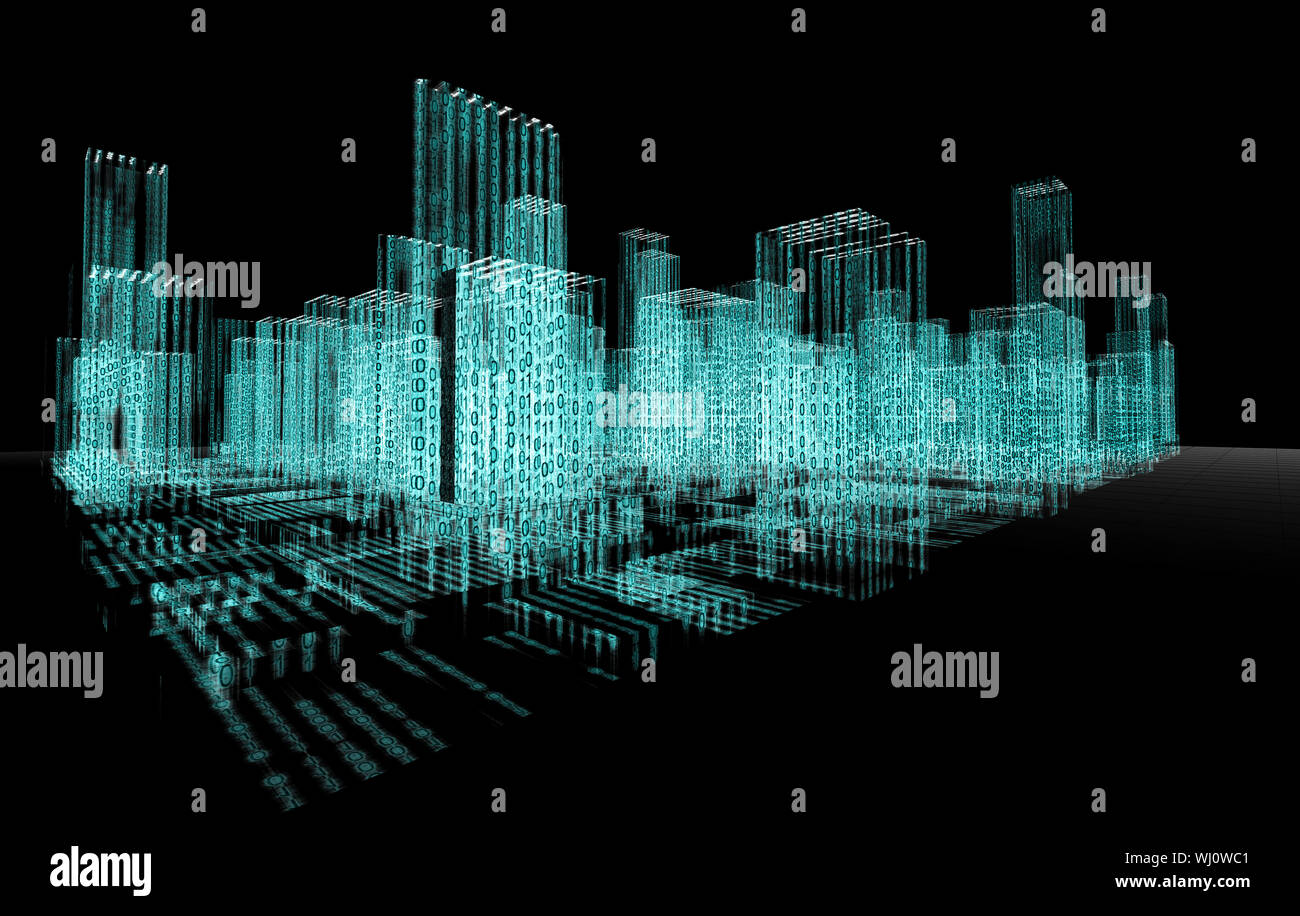 3d abstract architecture concept.Binary Language Stock Photo - Alamy