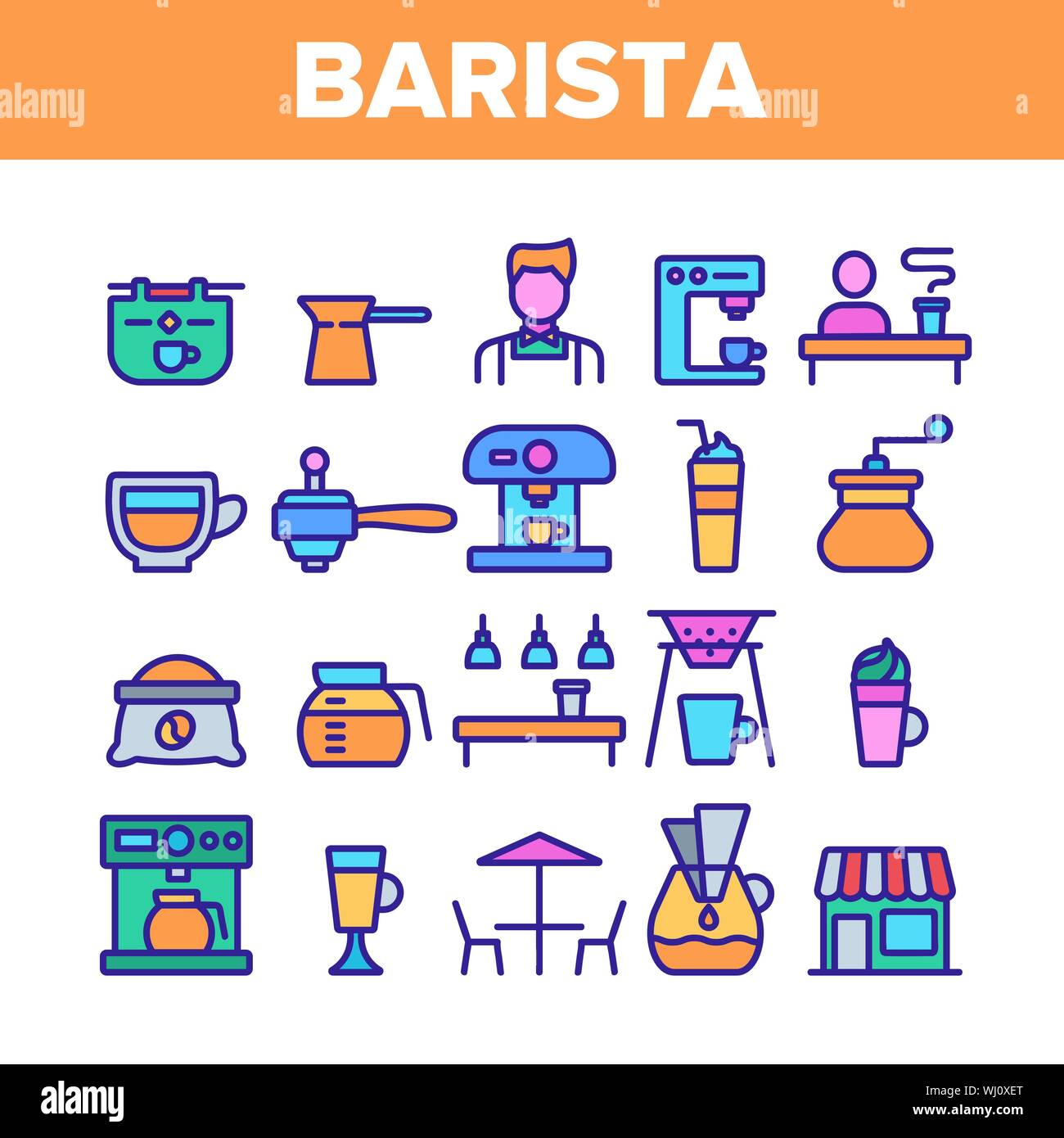 Color Barista Equipment Sign Icons Set Vector Stock Vector Image & Art ...