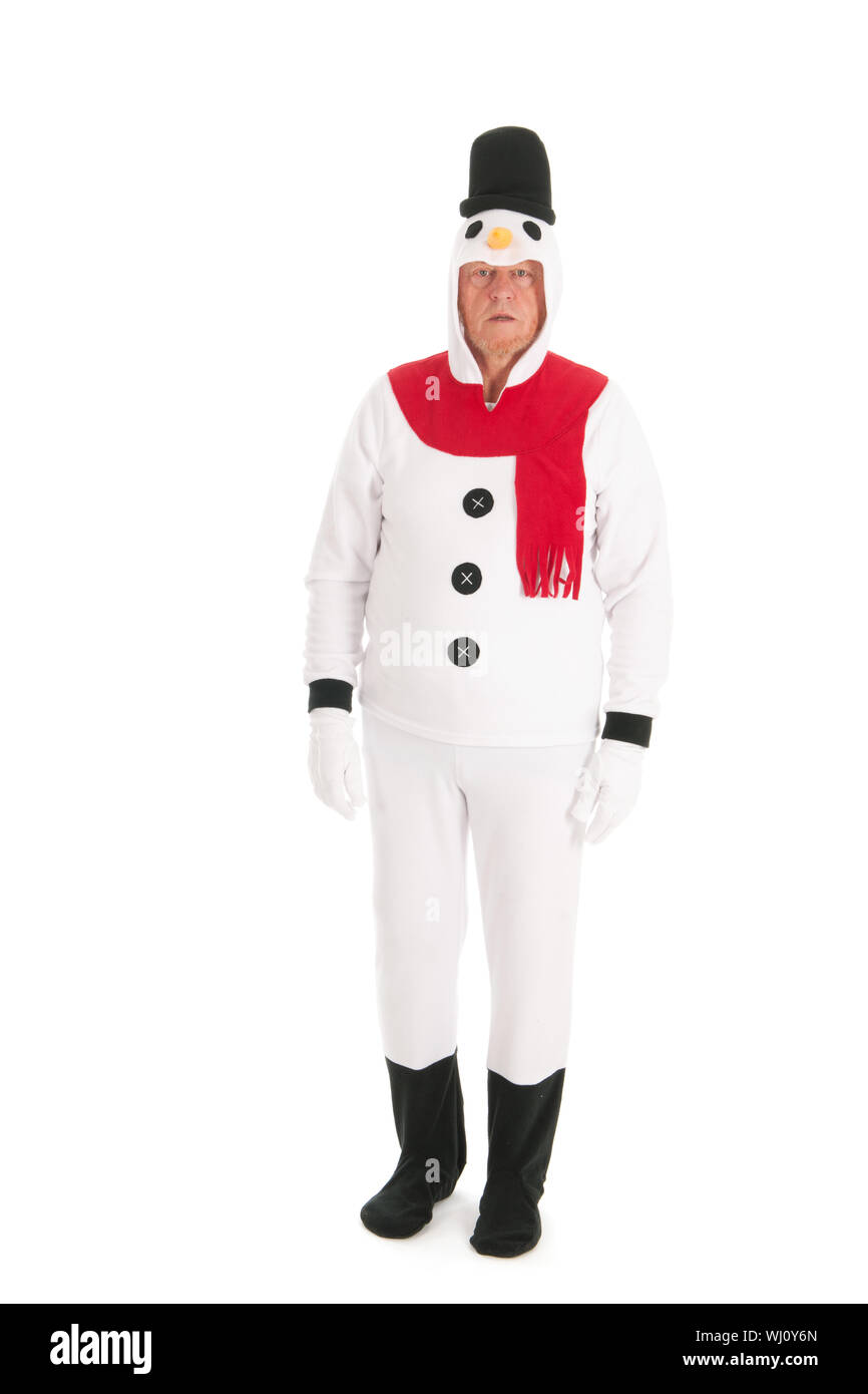 Human snowman isolated over white background Stock Photo - Alamy