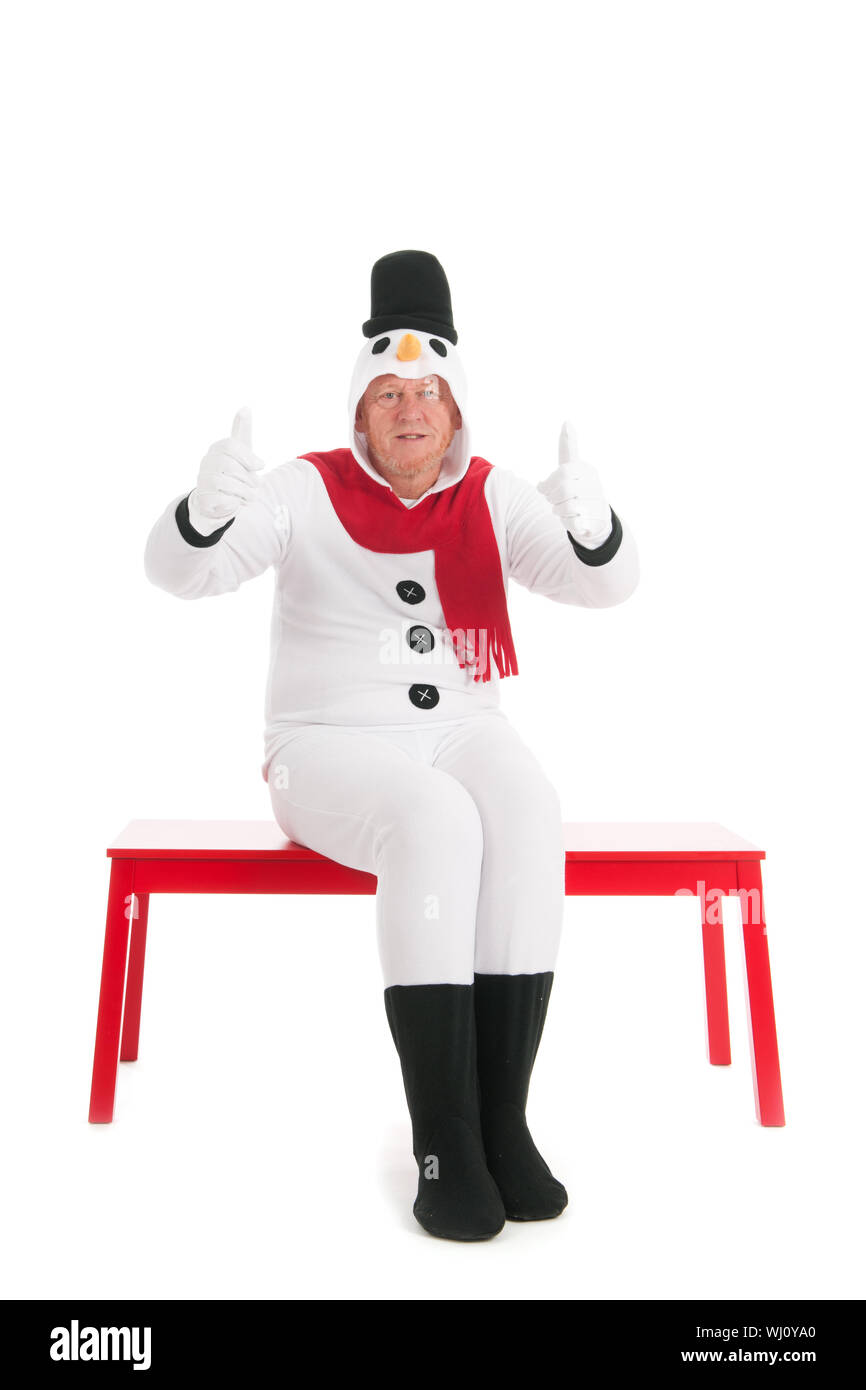 Human snowman is having thumbs up isolated over white background Stock ...