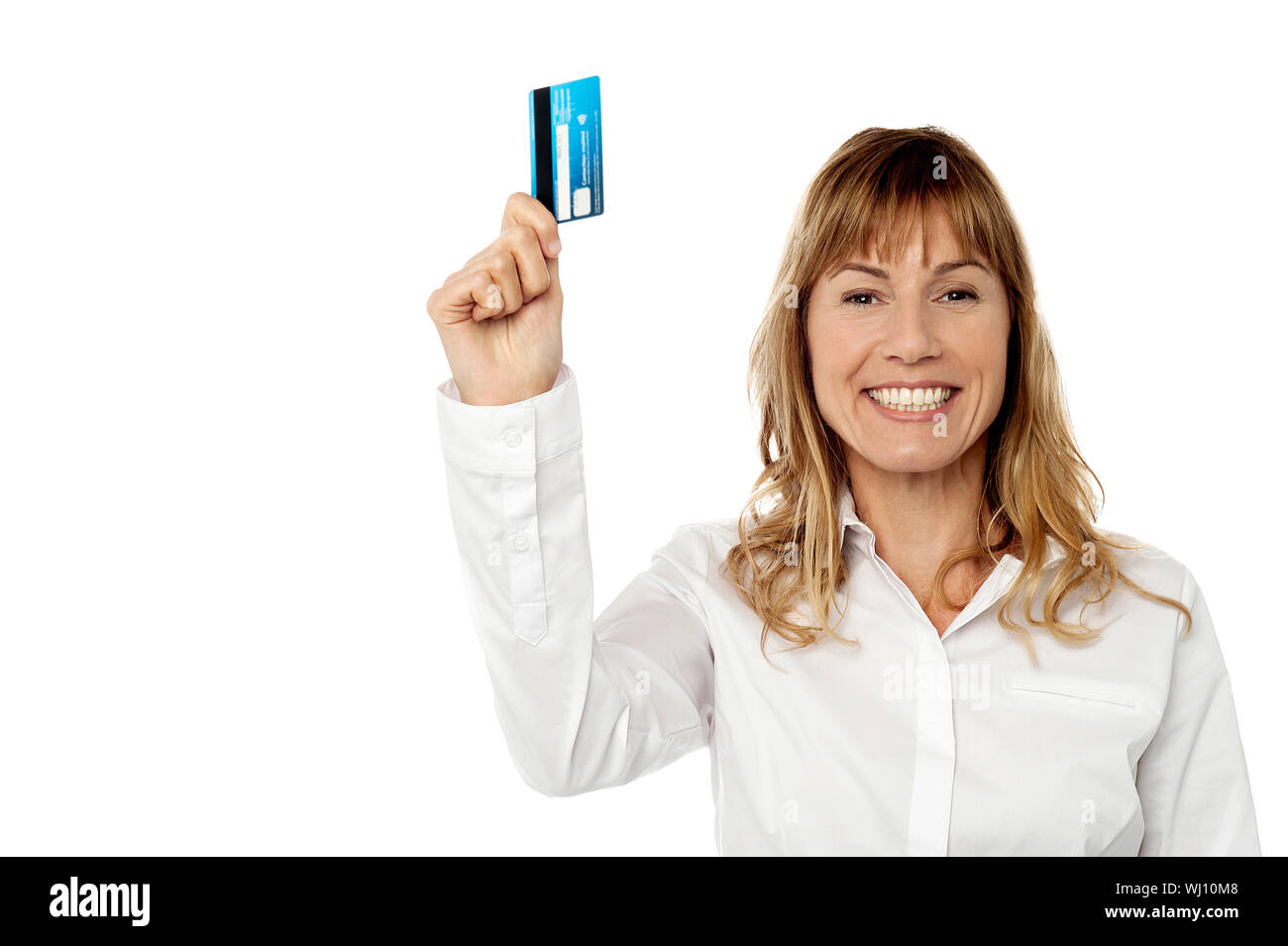 Woman showing atm card hi-res stock photography and images - Alamy
