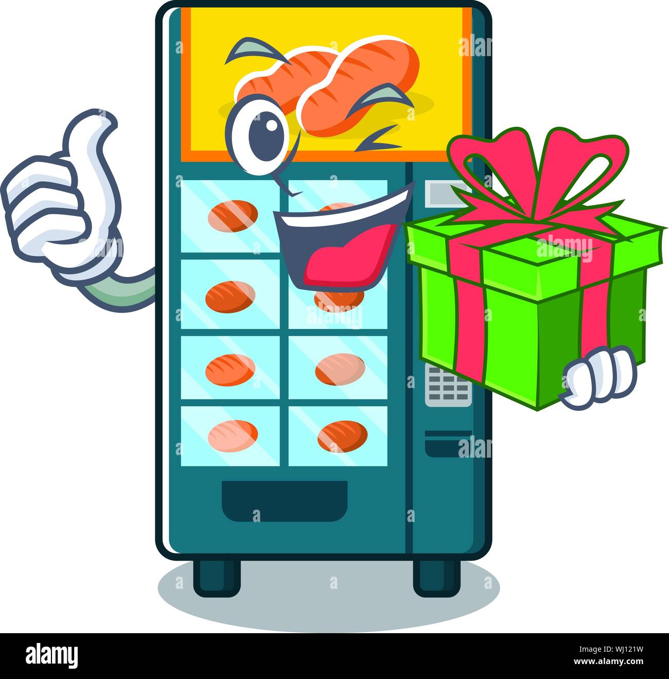With gift bakery vending machine in a mascot Stock Vector Image & Art ...