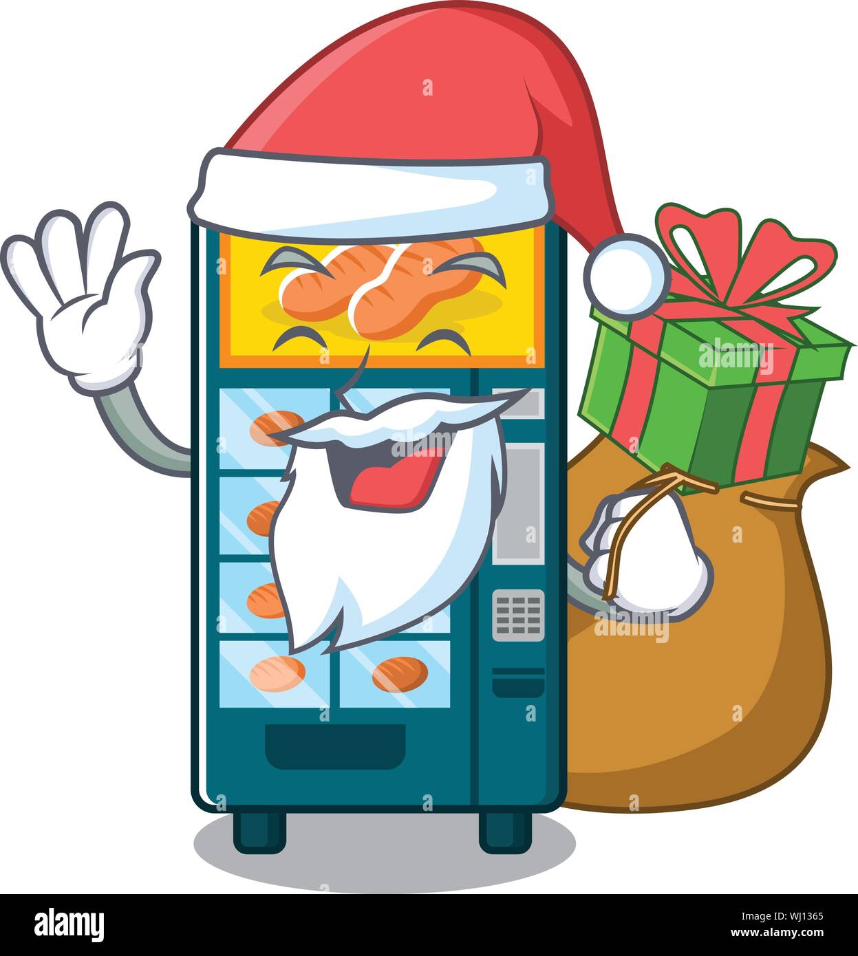 Santa with gift bakery vending machine in the cartoon Stock Vector ...
