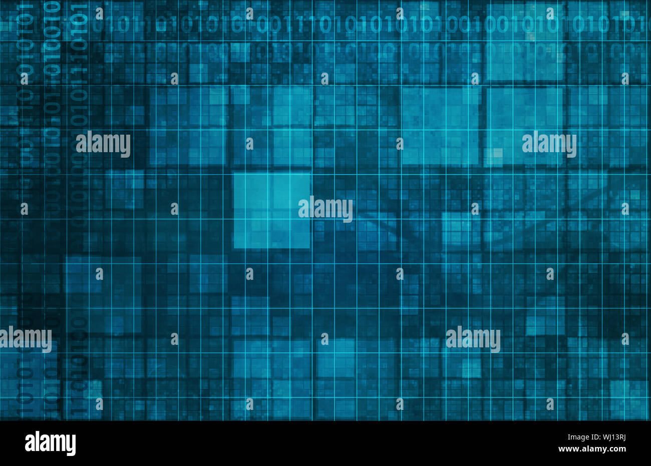 Brain Computer Interface with Square Digital Art Blocks Stock Photo - Alamy