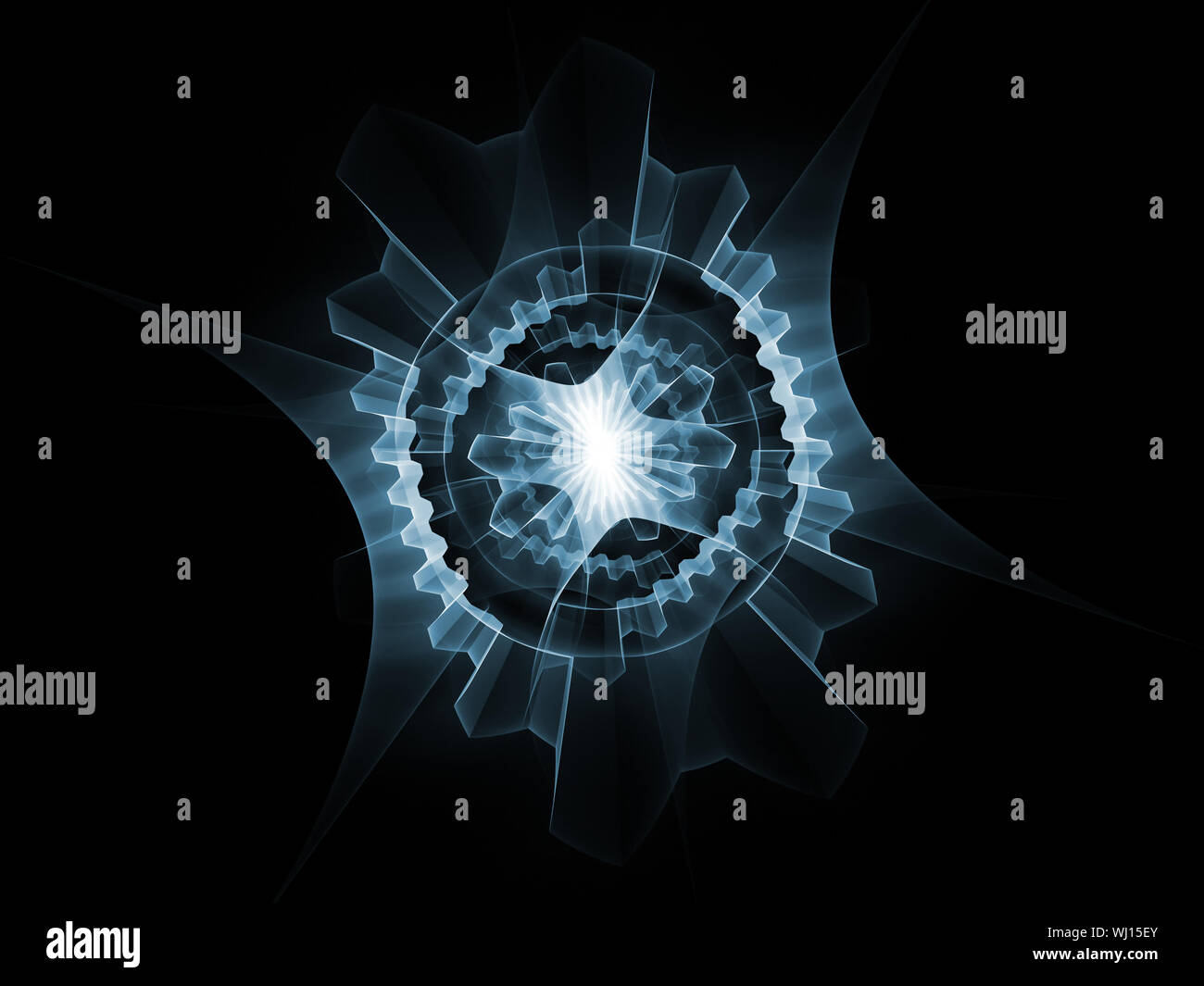 Blue Gears series. Background of blue fractal gear elements for your ...