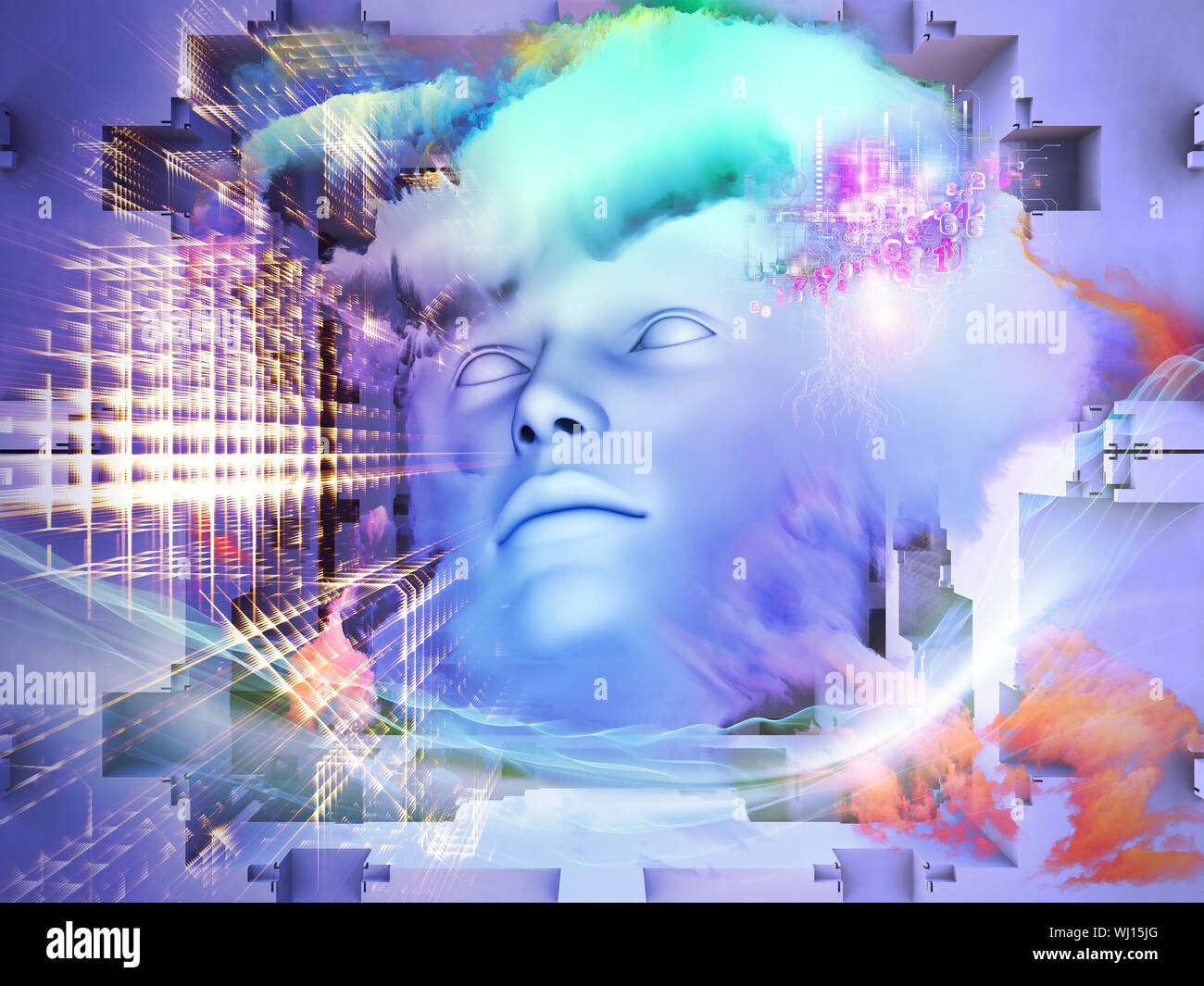 Beyond Human series. Collage of human, geometric and natural forms on ...