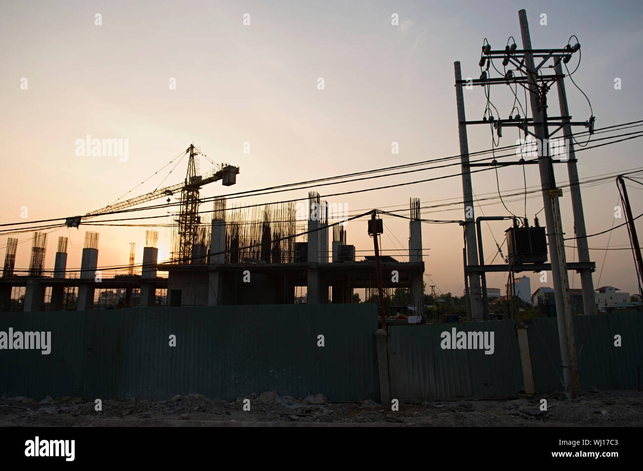 Building Construction Site at Dusk Stock Photo - Alamy