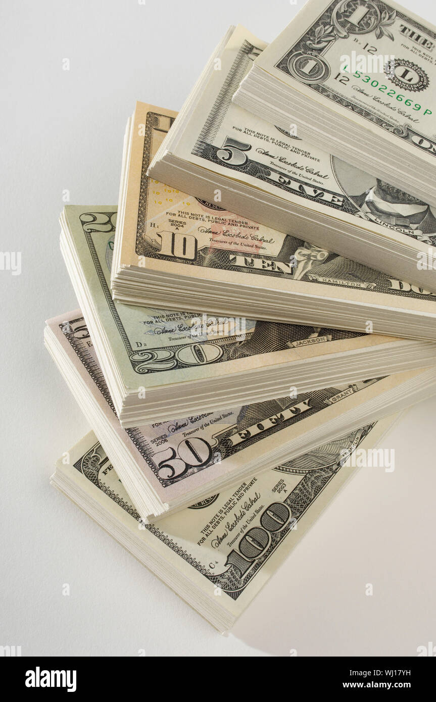 Stack of US Currency Stock Photo - Alamy