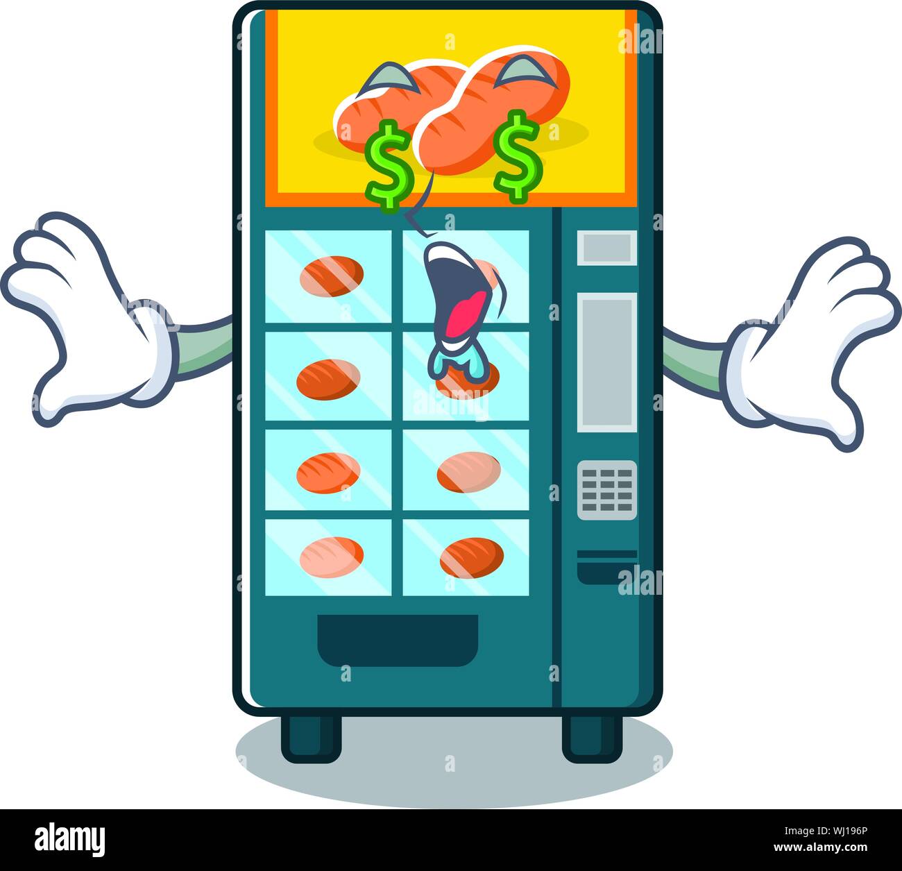 Money eye bakery vending machine in the cartoon Stock Vector Image ...