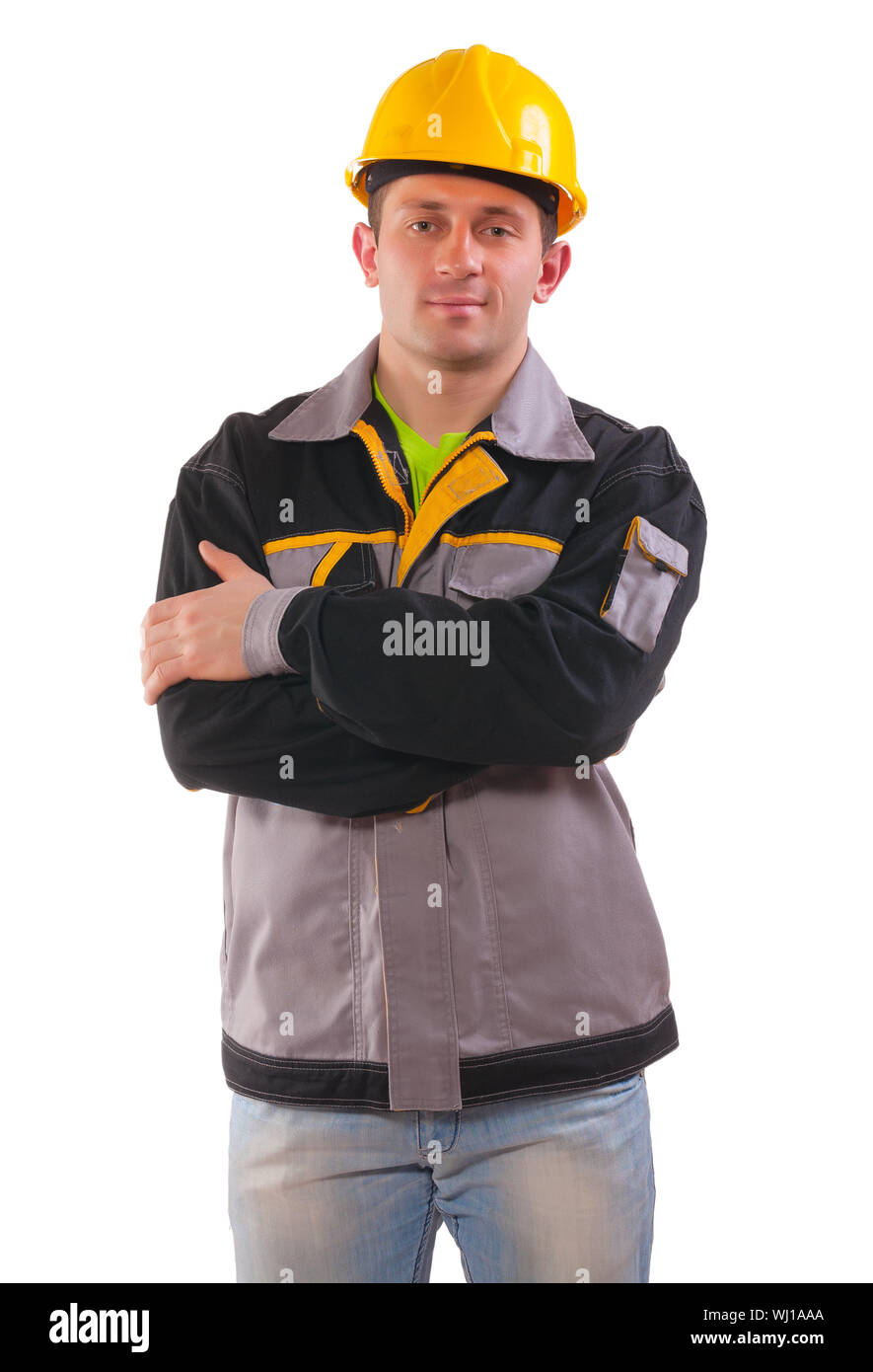 a young engineer isolated on white background Stock Photo - Alamy