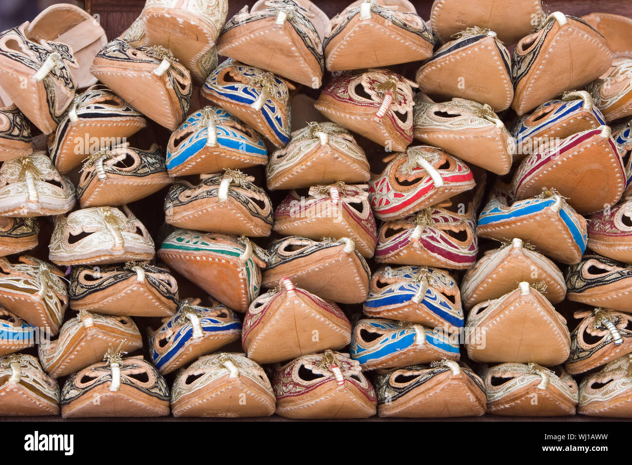 Dubai, UAE, Sandals made from camel skins are for sale in the Bur Dubai ...