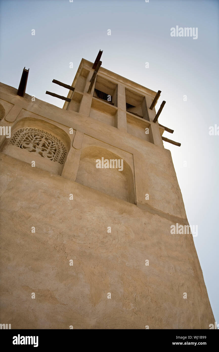 UAE, Dubai, traditional windtower in the Bastakia Quarter of Bur Dubai ...
